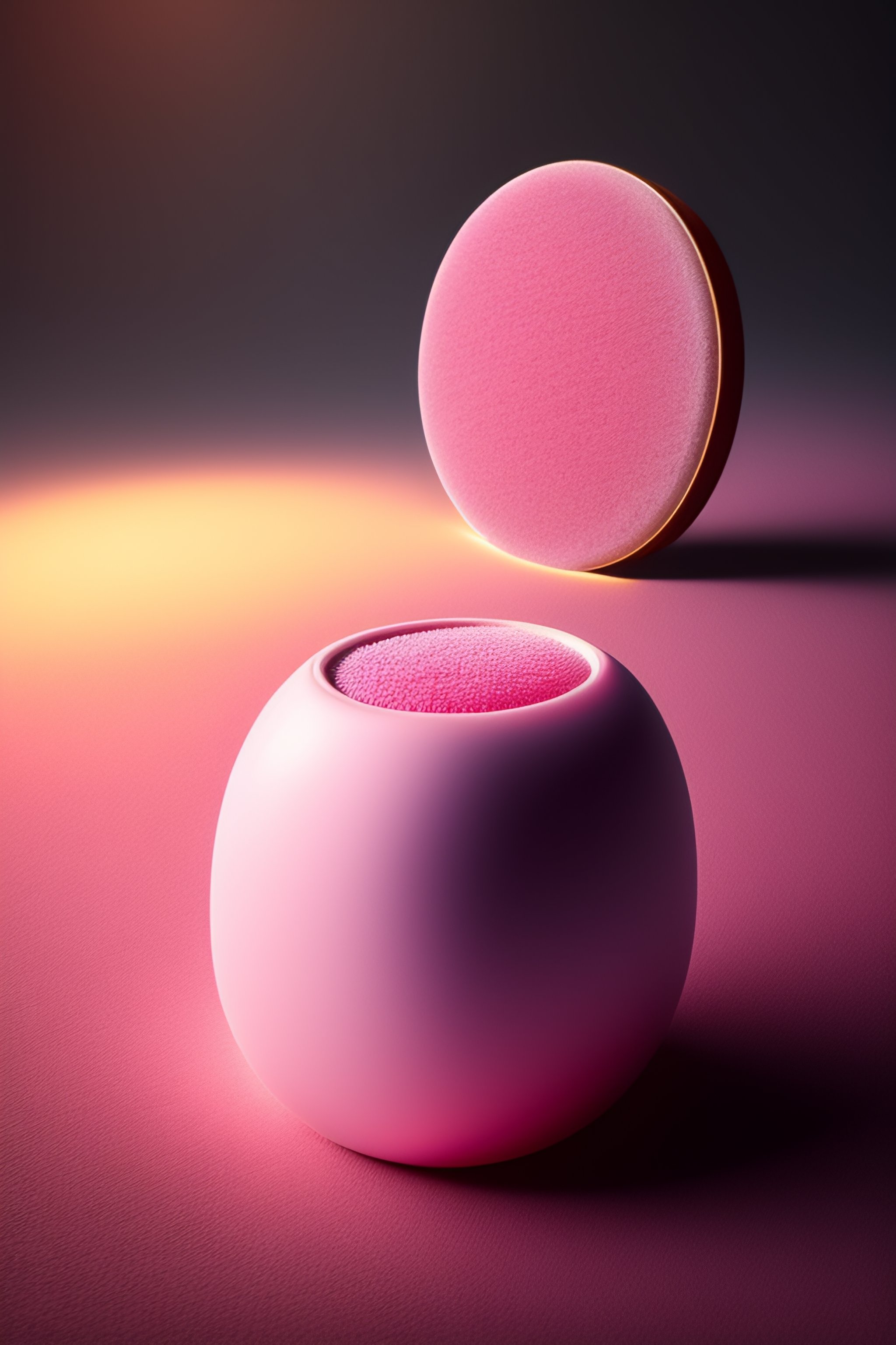 Lexica - Close up shot of a make-up sponge oval round that is light ...