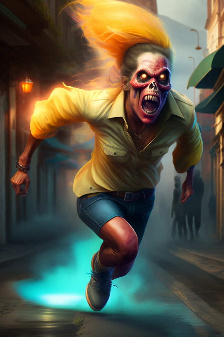 Lexica - A zombie fleeing at full speed in a Latin American country ...