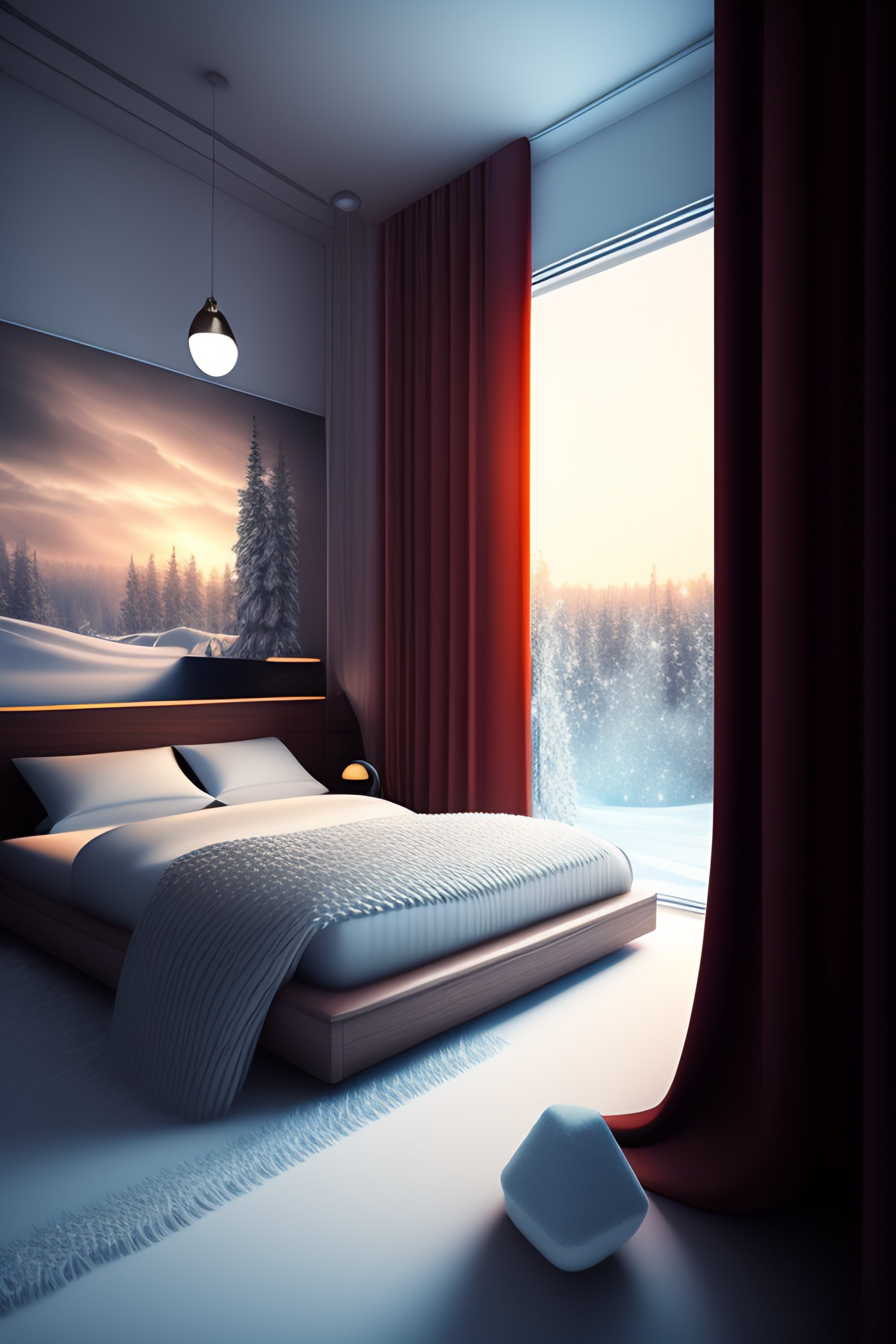 Lexica - Room winter with snow capture iphone