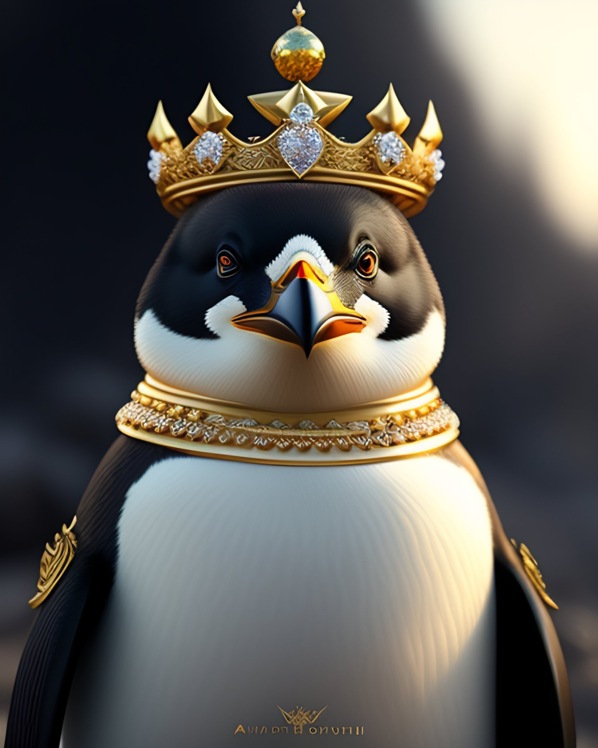 Lexica - Cute penguin with royal crown, royal armour and royal jewlery ...