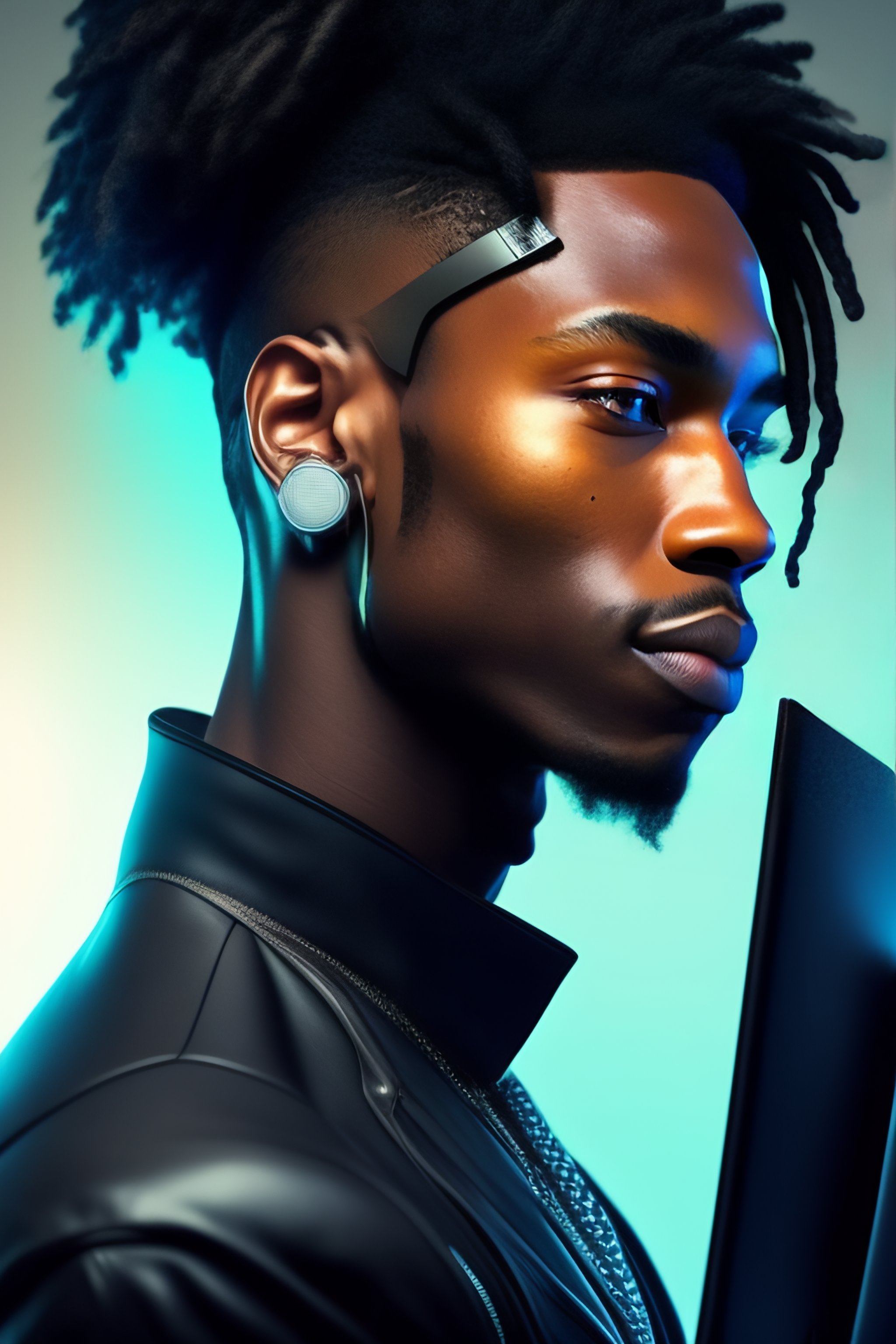 Lexica - Cyber punk stock trader who is half cyborg, african american ...