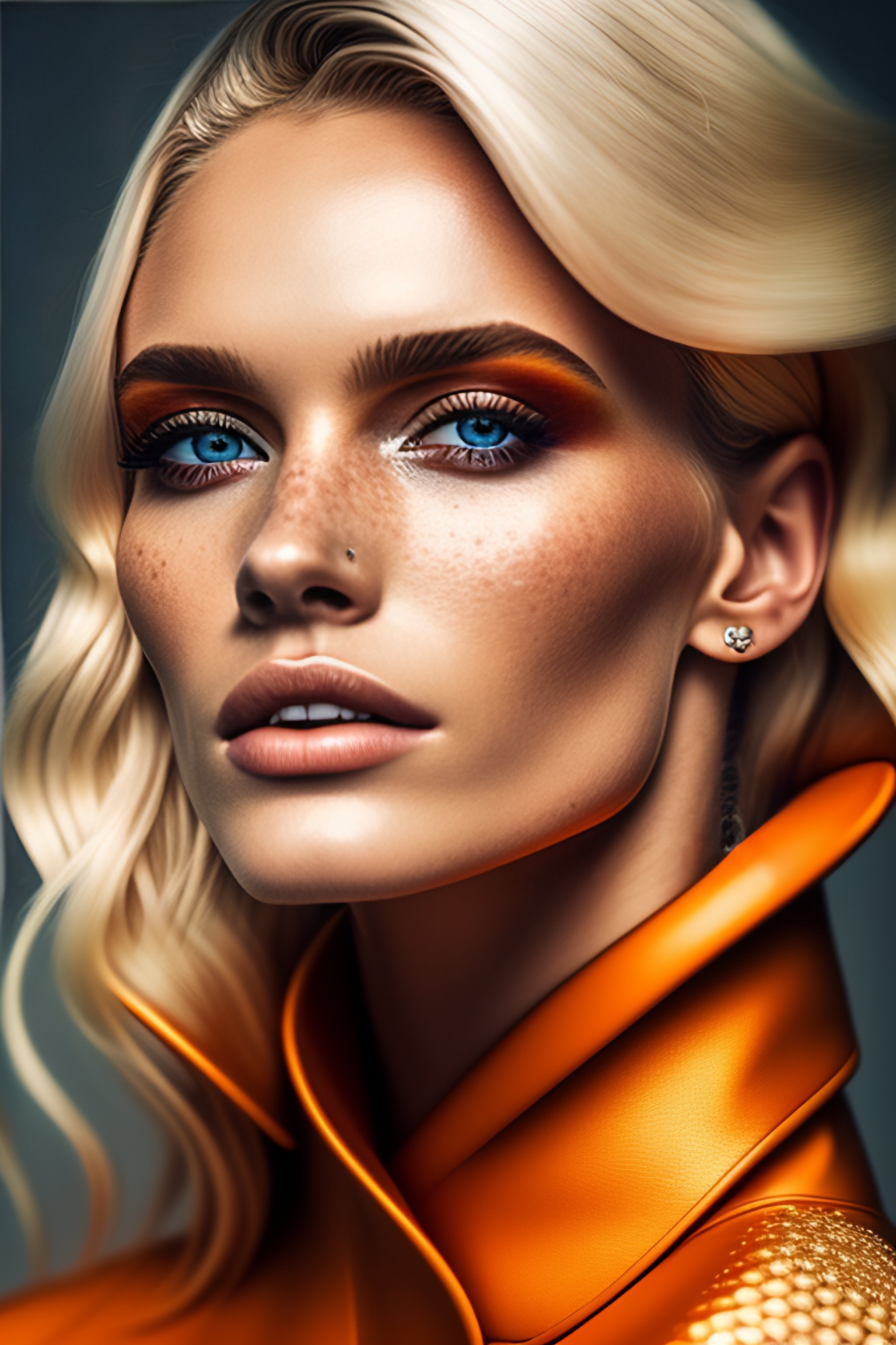 Lexica - A photo close-up of a beautiful blonde woman with freckles ...