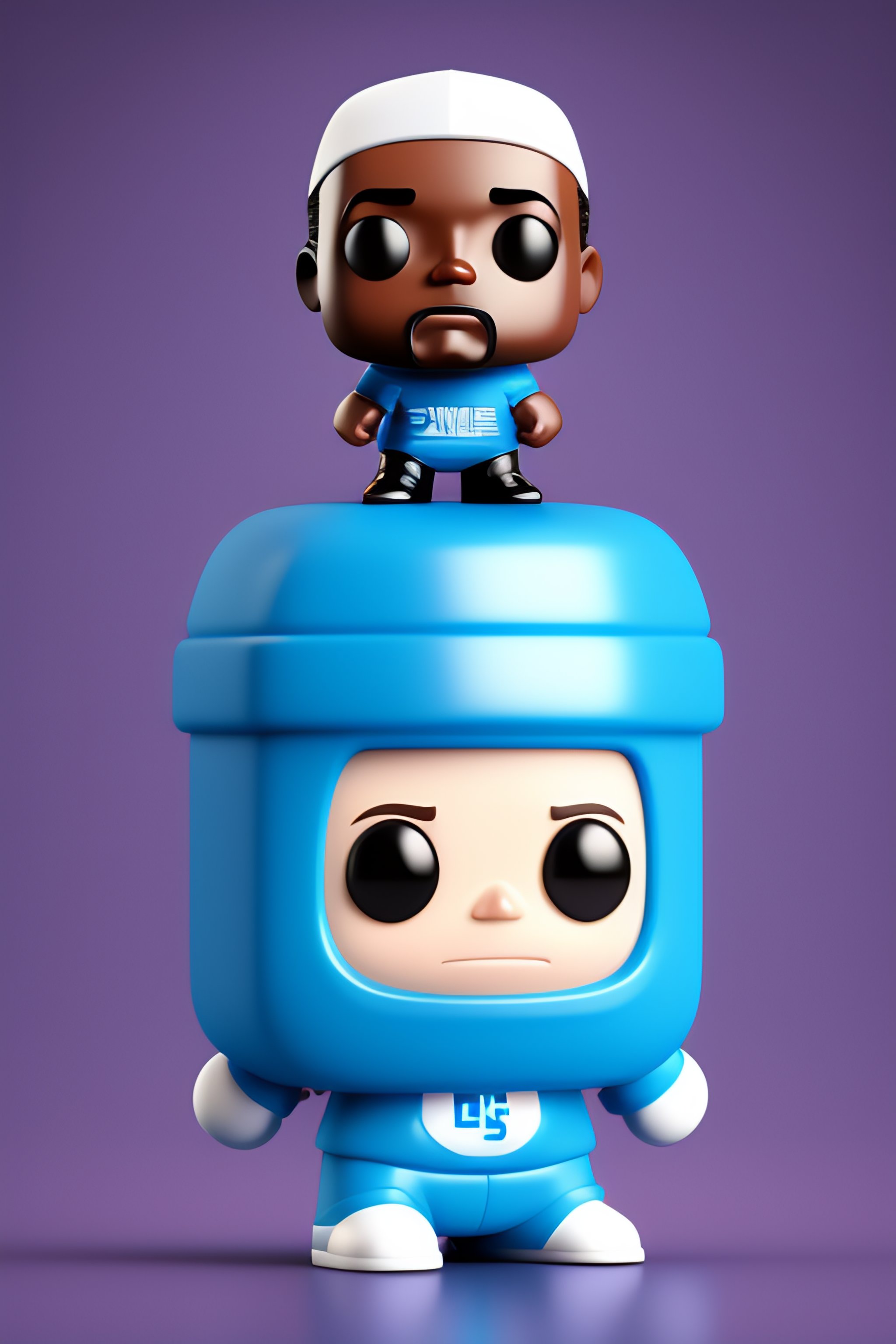 Lexica - 3d render of funko pop rappers light guy blue eyes a little ...