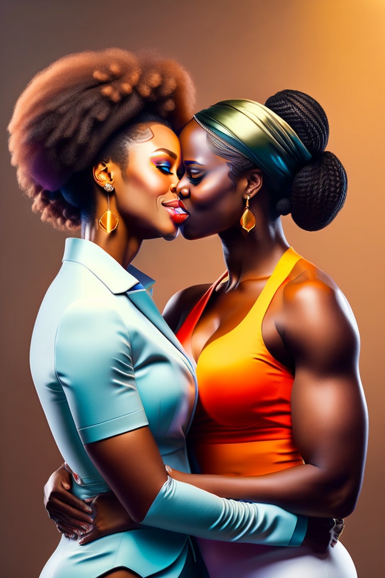 Lexica - Two beautiful women kissing each other with their arms around one another, one is a ...