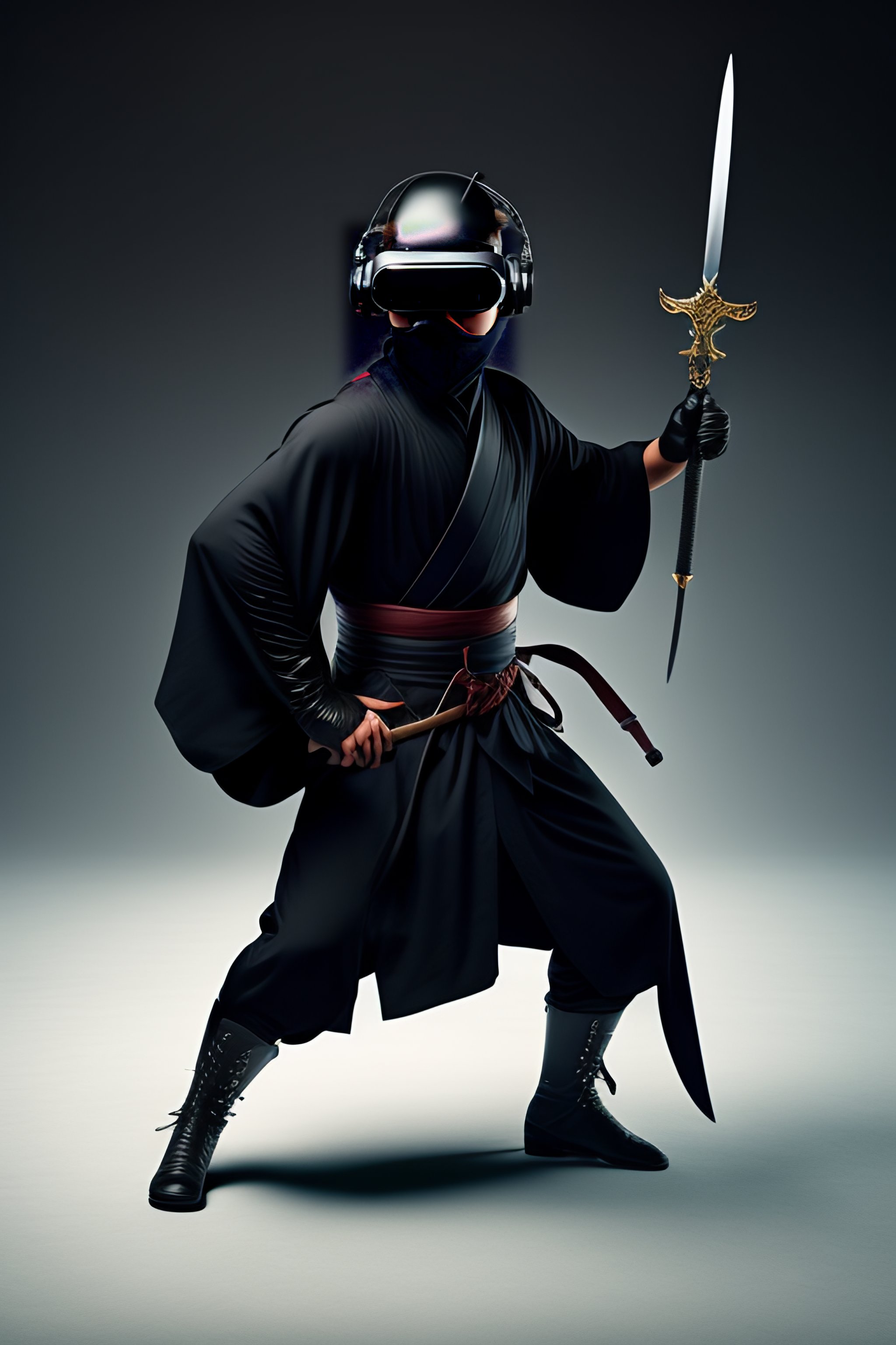 Lexica - A ninja with a vr headset and a sword