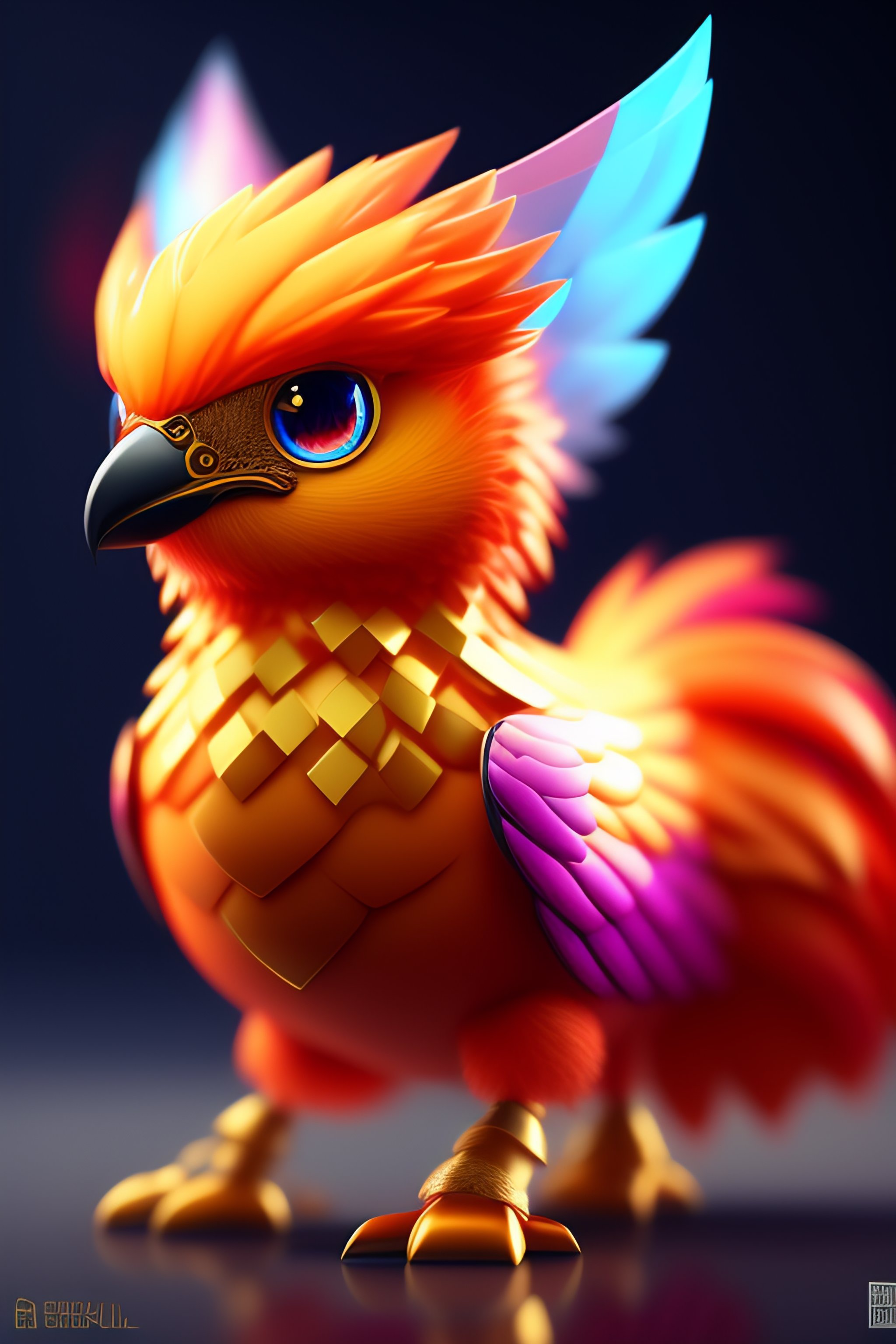 Lexica - A cute adorable baby phoenix made of crystal ball with low ...