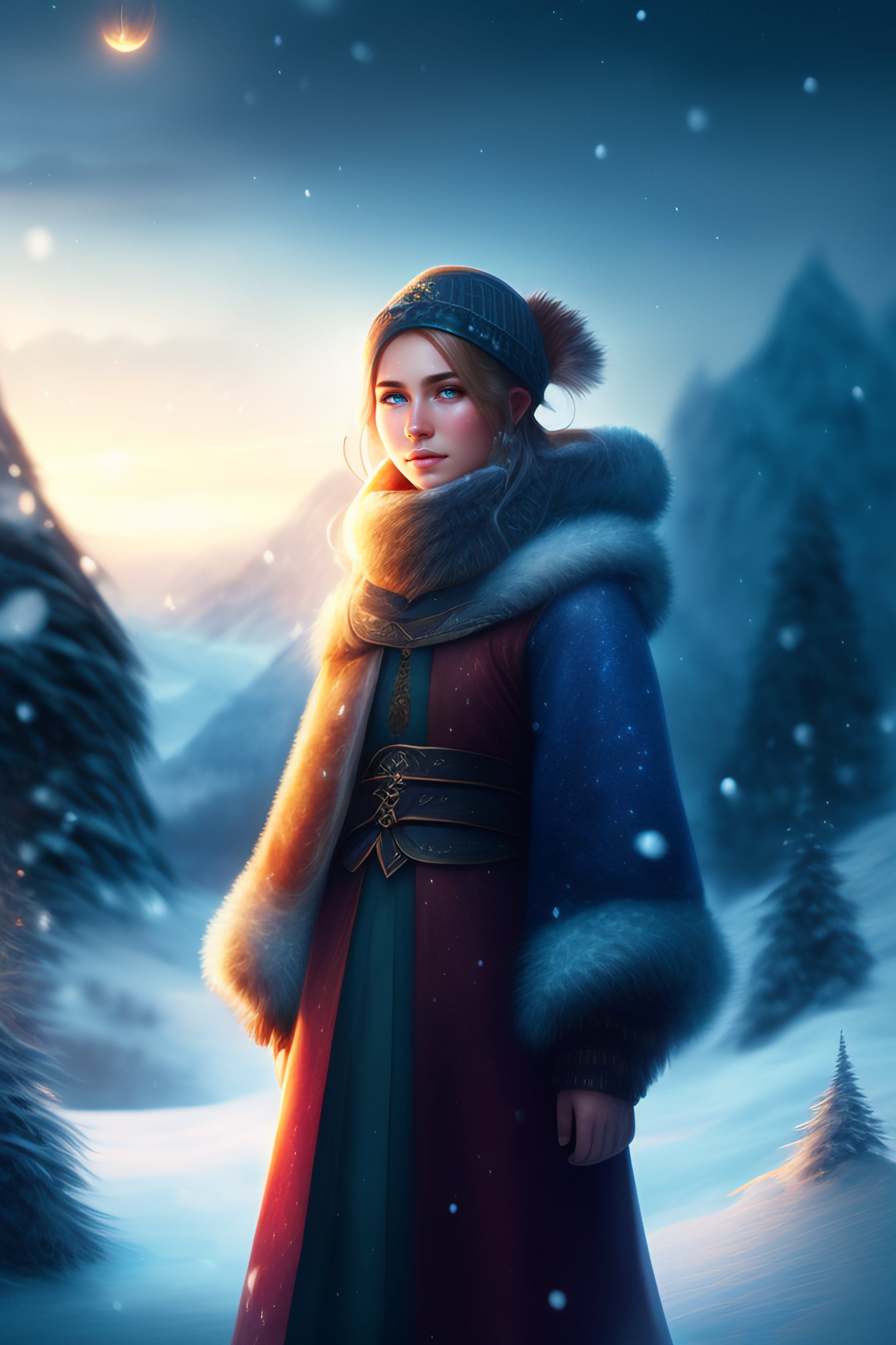 Lexica - Young mage, trapped in winter land, fantasy setting, wide shot ...
