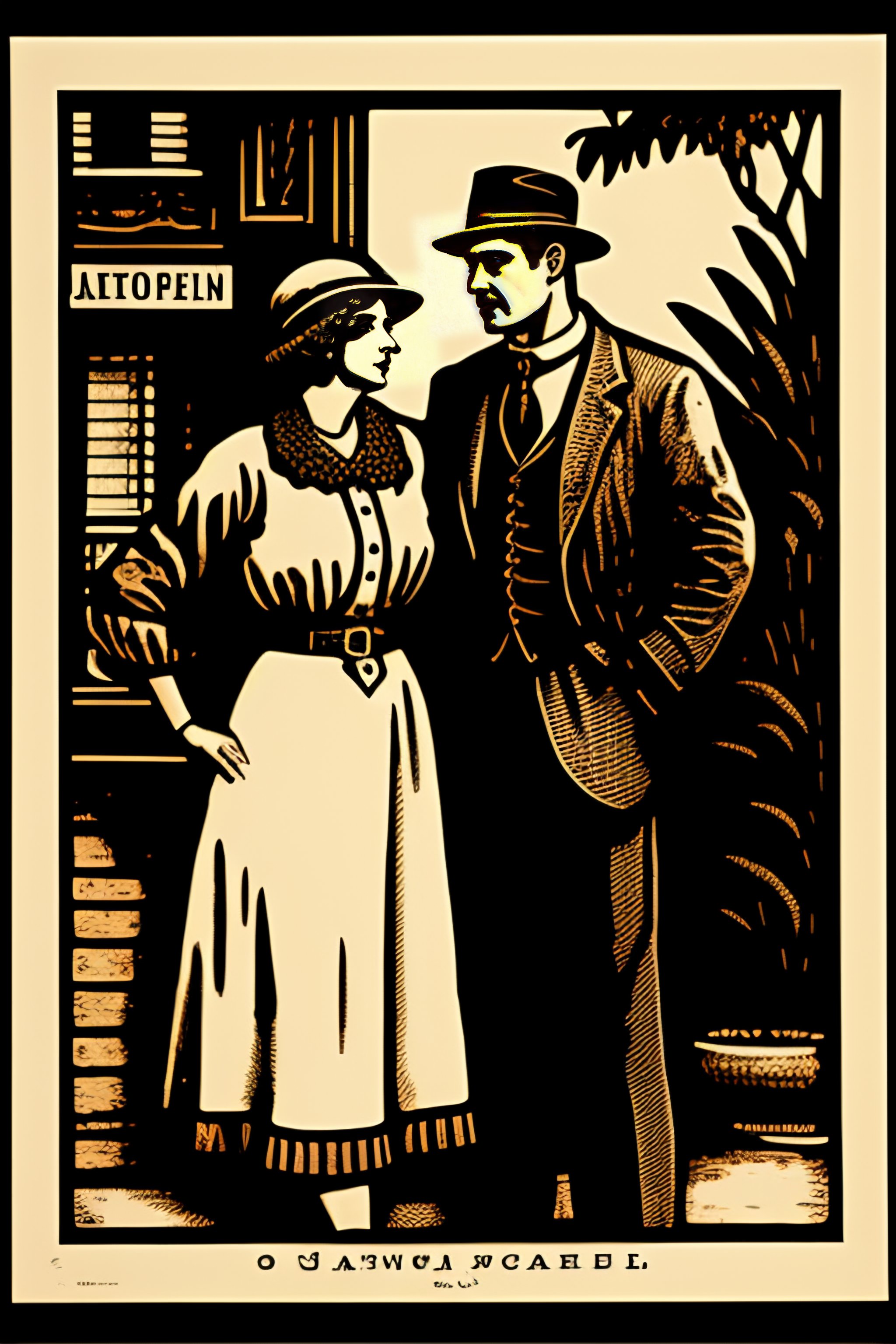 Lexica - Block print of old time Americana in the style of hatch show ...