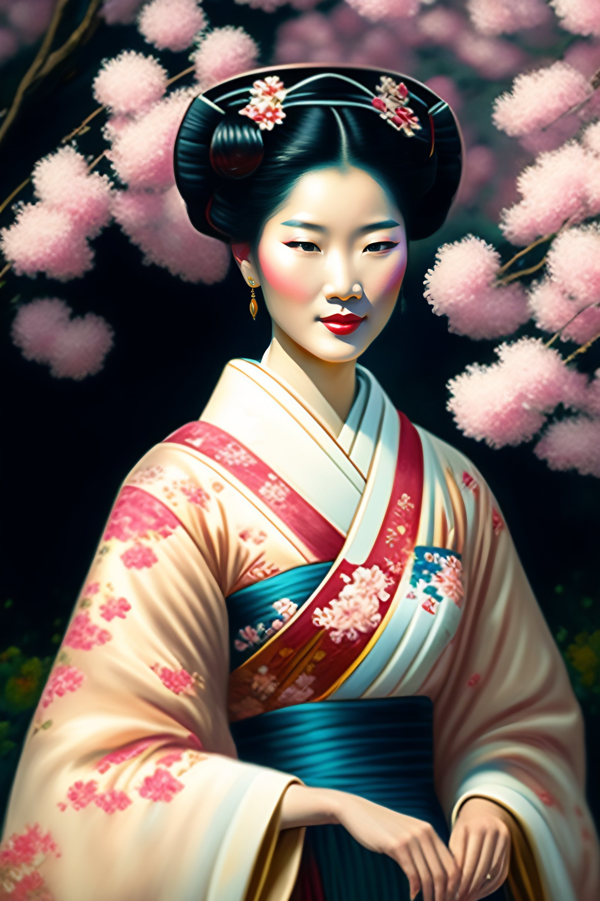 Lexica - IMPRESSIONIST STYLE PAINTING OF A GEISHA WITH DELICATE HANDS ...