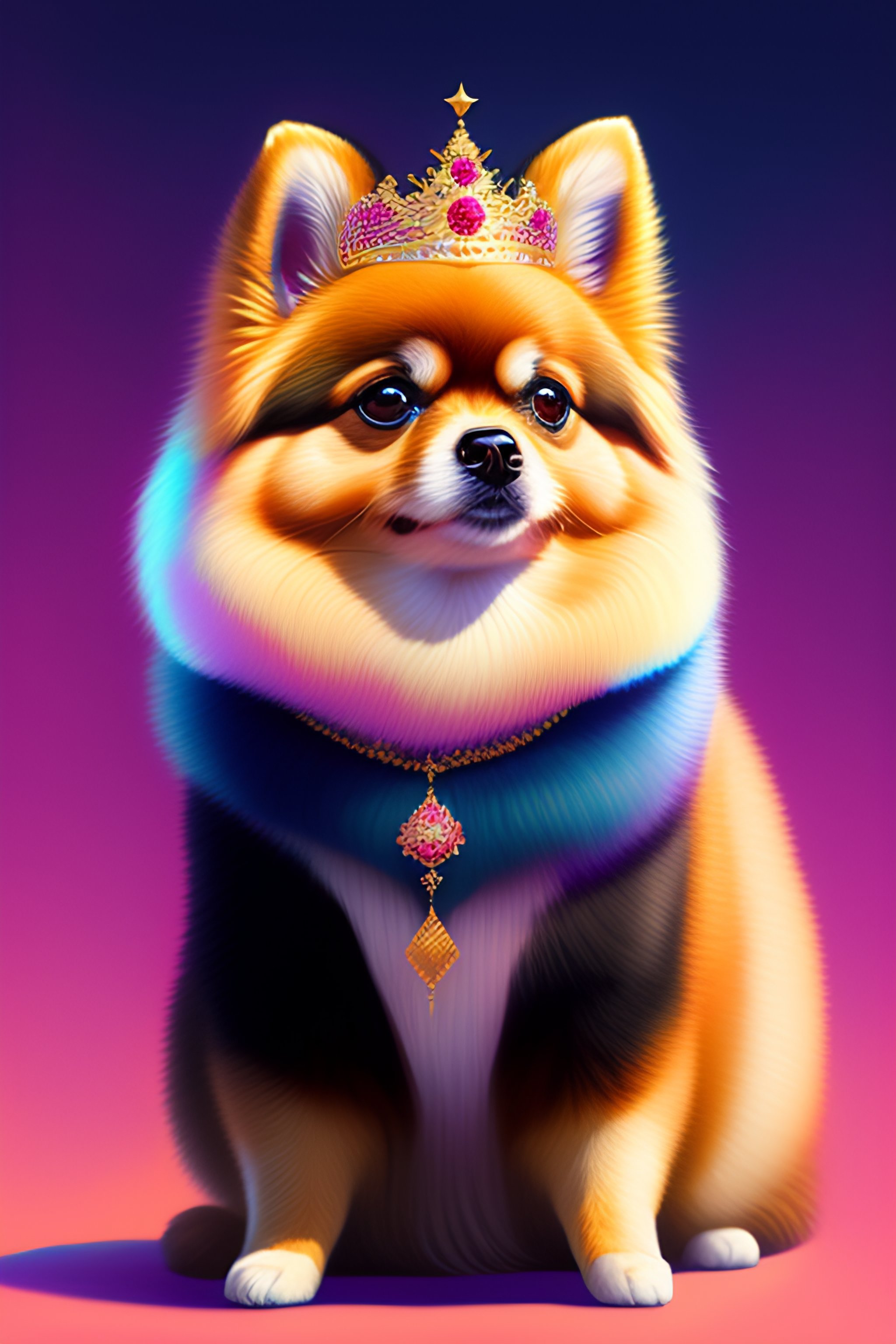 Lexica - A BEAUTIFUL regal Pomeranian wearing a princess's crown by ...