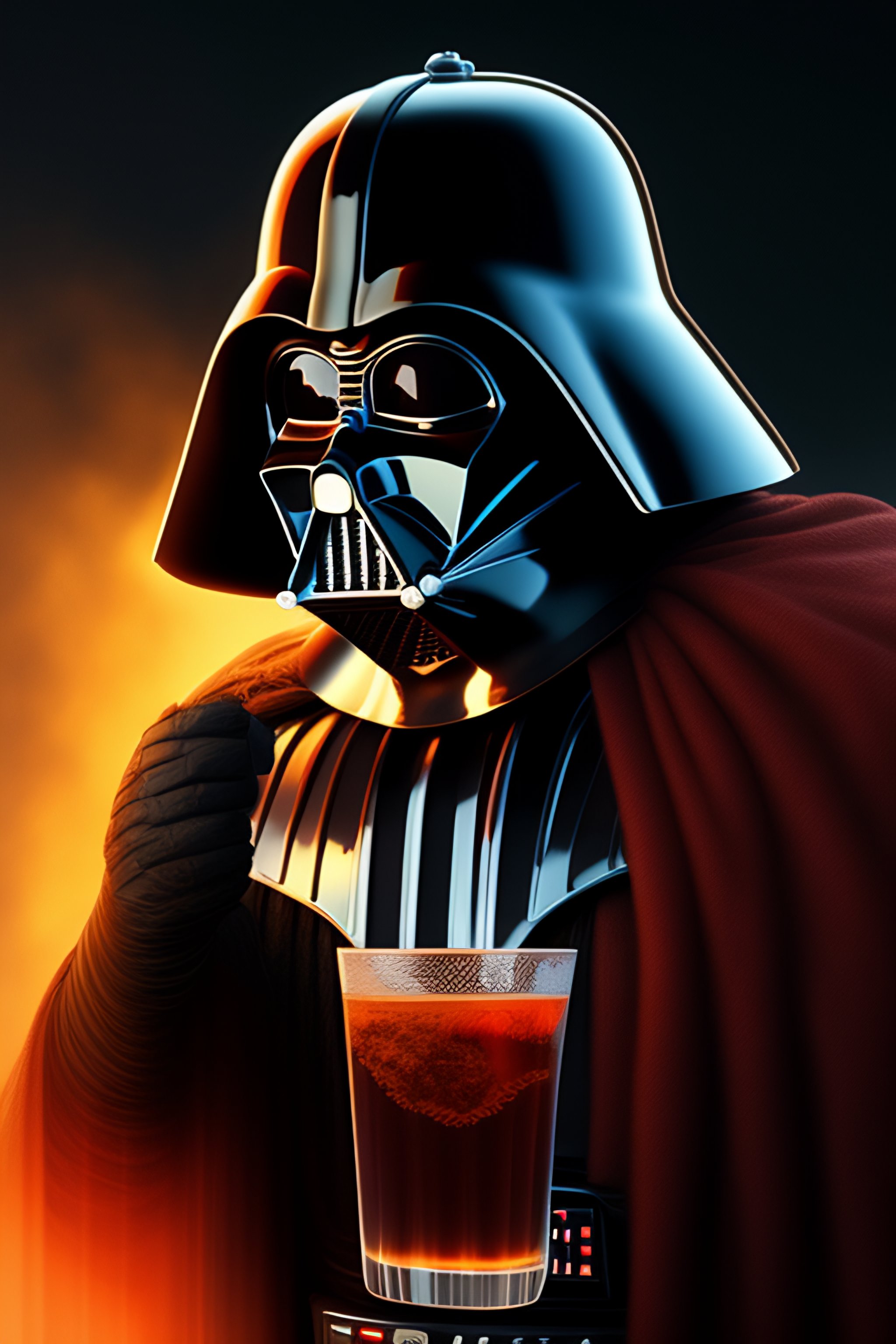 Lexica - Darth vader drinking tea digital art