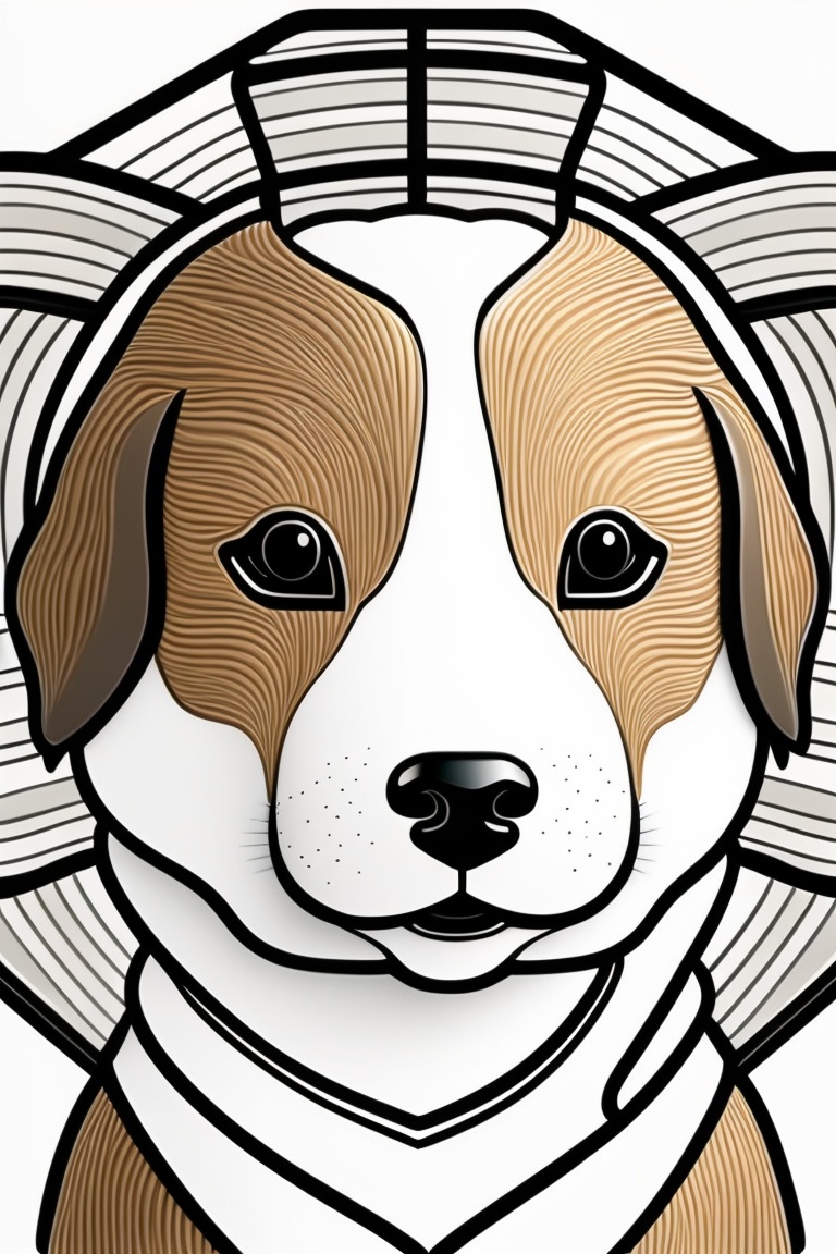 Lexica - Dog Coloring page for adults, bold lines, dark lines,geometric ...