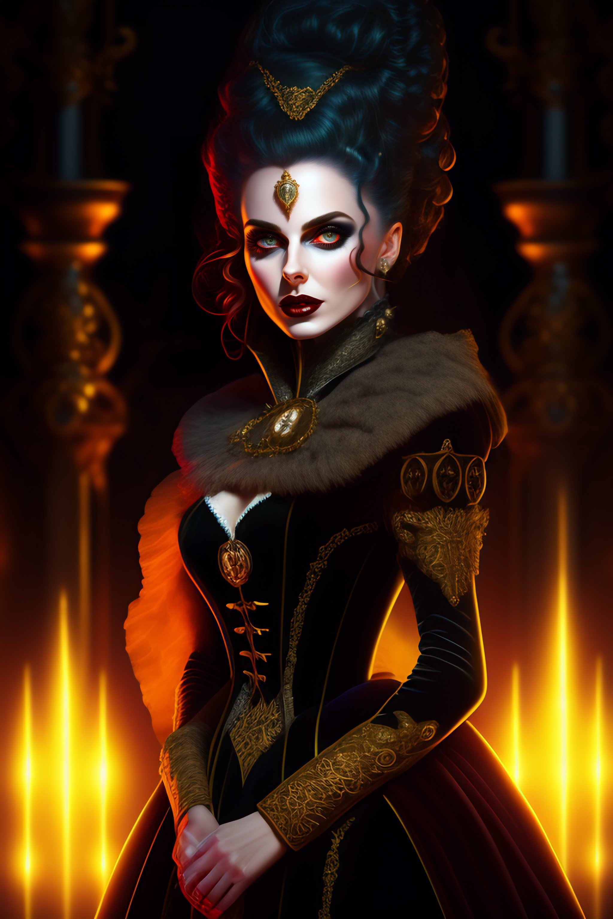 Lexica - Oil paint Illustration , cute vampire with yellow pupils ...