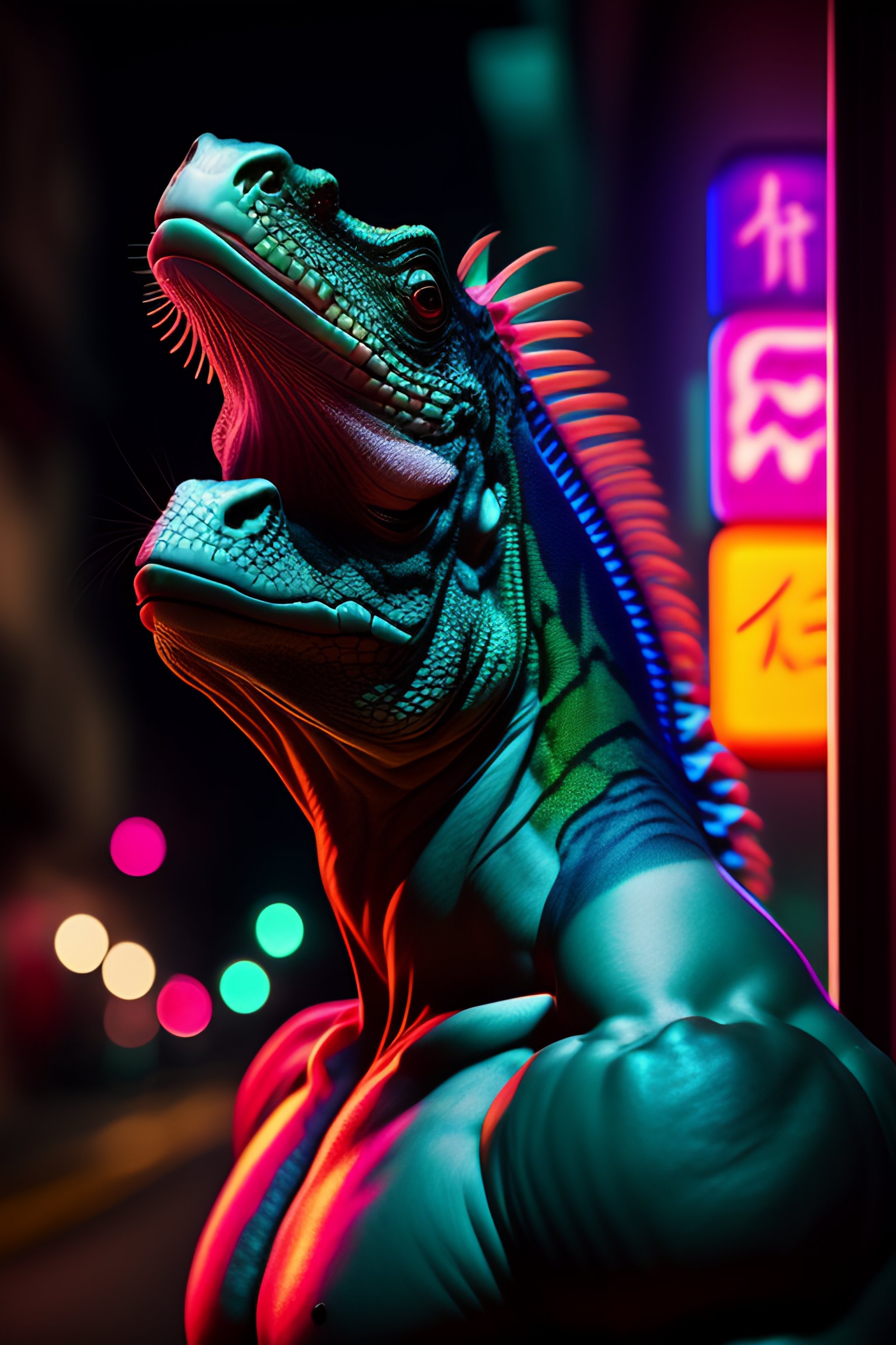 Lexica - Manly muscular human iguana hybrid stroking chin in an ...