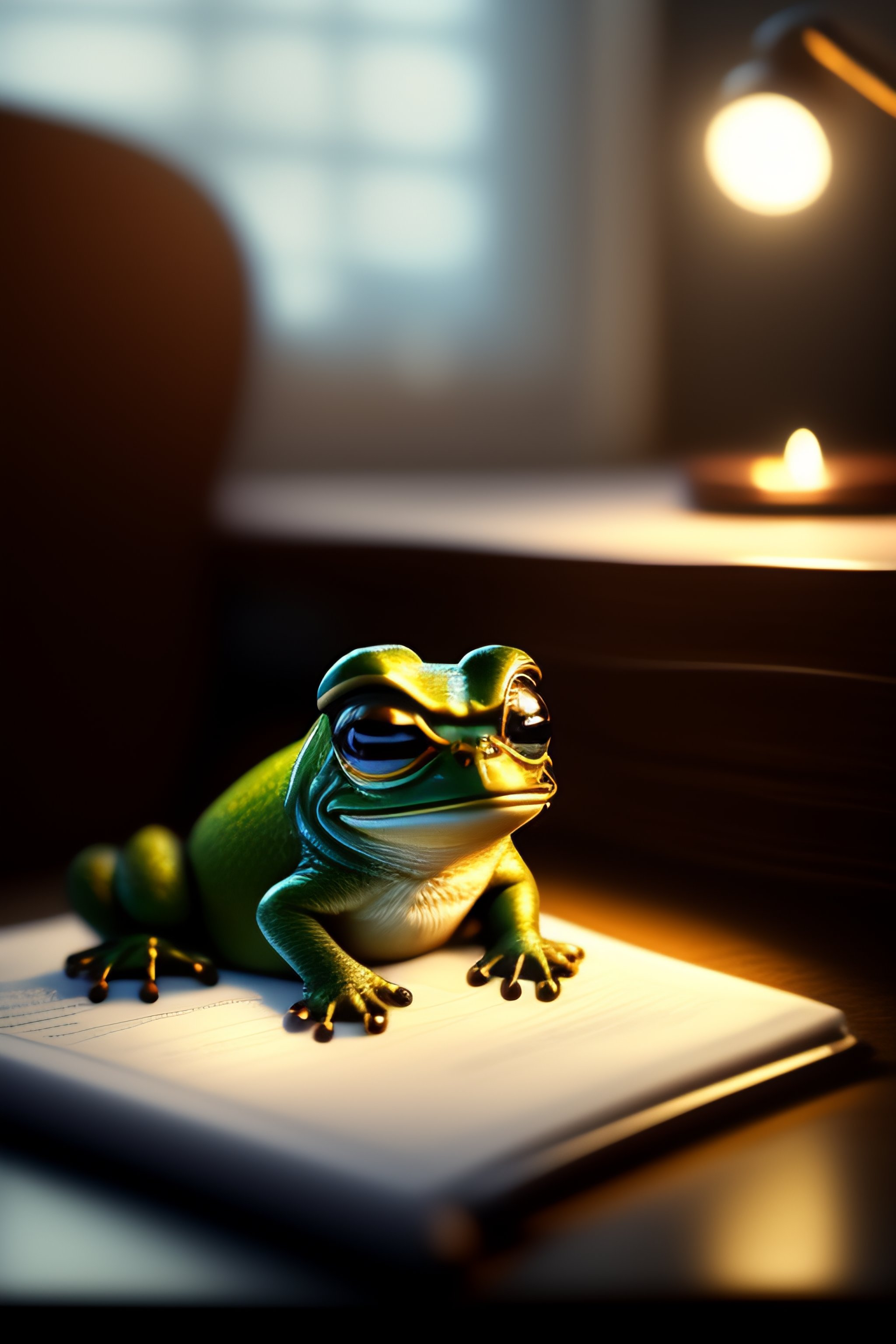 Lexica - An exhausted pepe the frog commiting tax fraud, paperwork ...