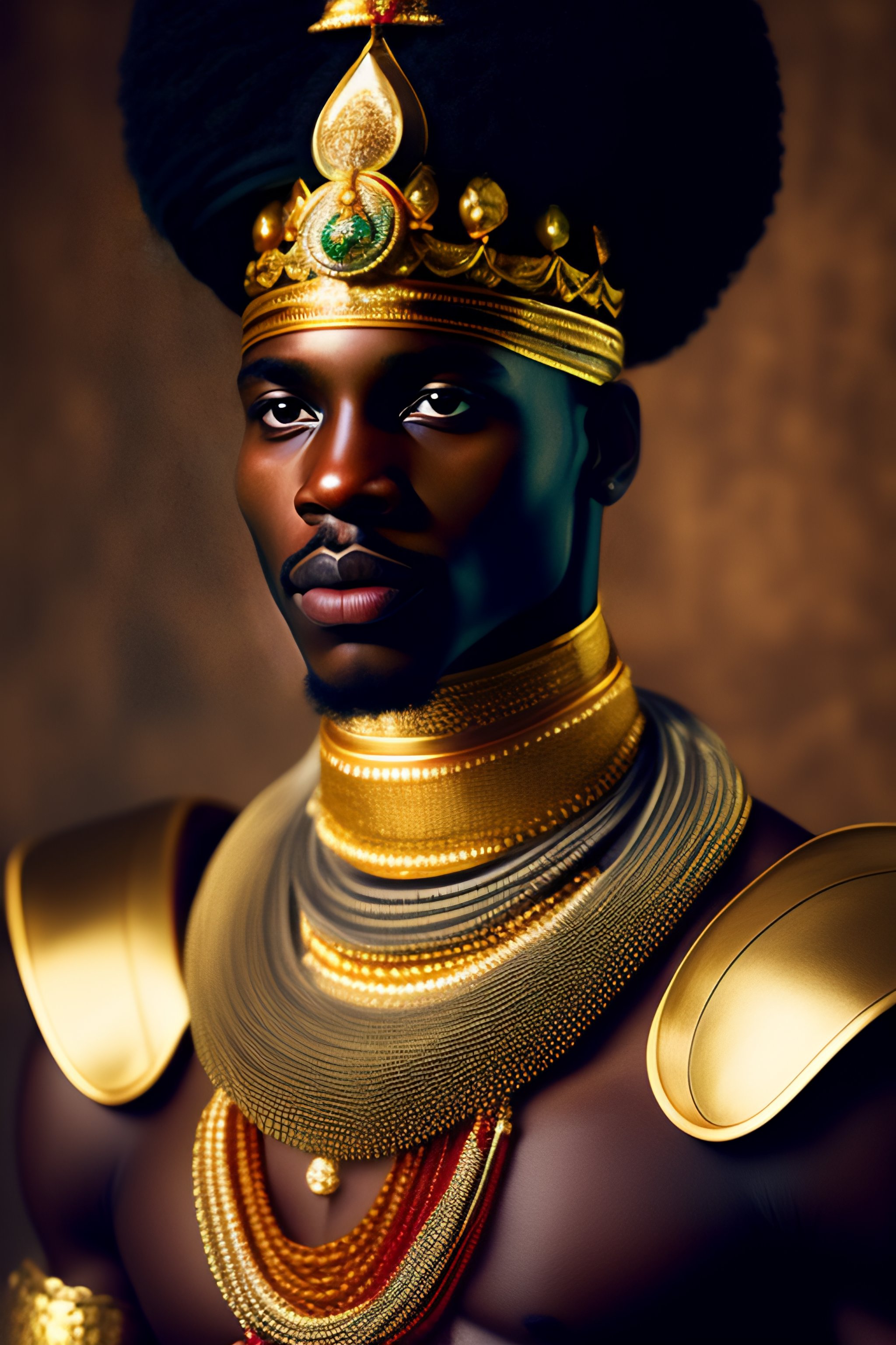 Lexica - African prince, wearing royal robes, wearing gold ornaments ...
