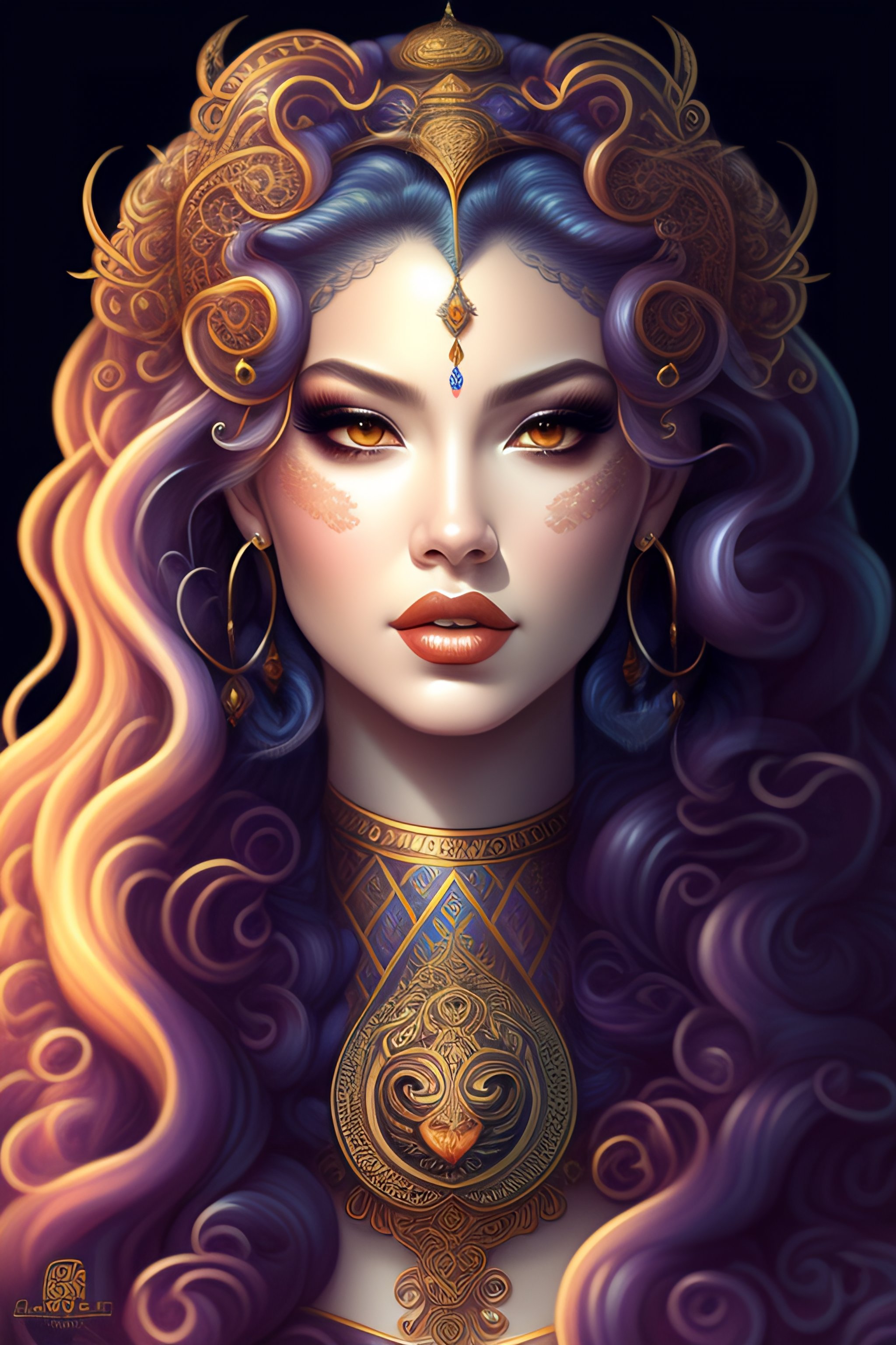 Lexica - A line drawing portrait of a cute medusa by joe fenton ...