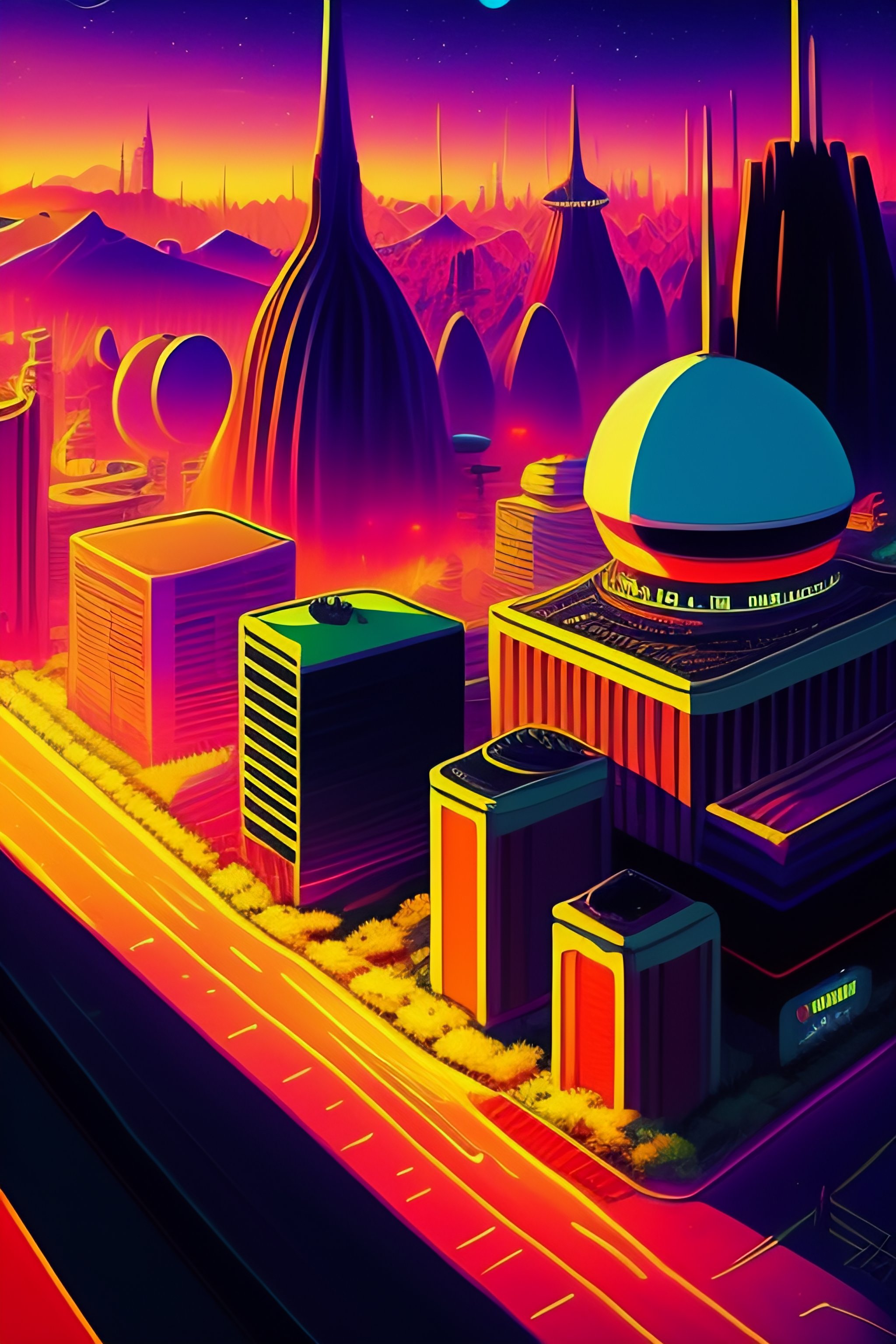 Lexica - Alien city in the style of studio gibli and jhonen vasquez ...