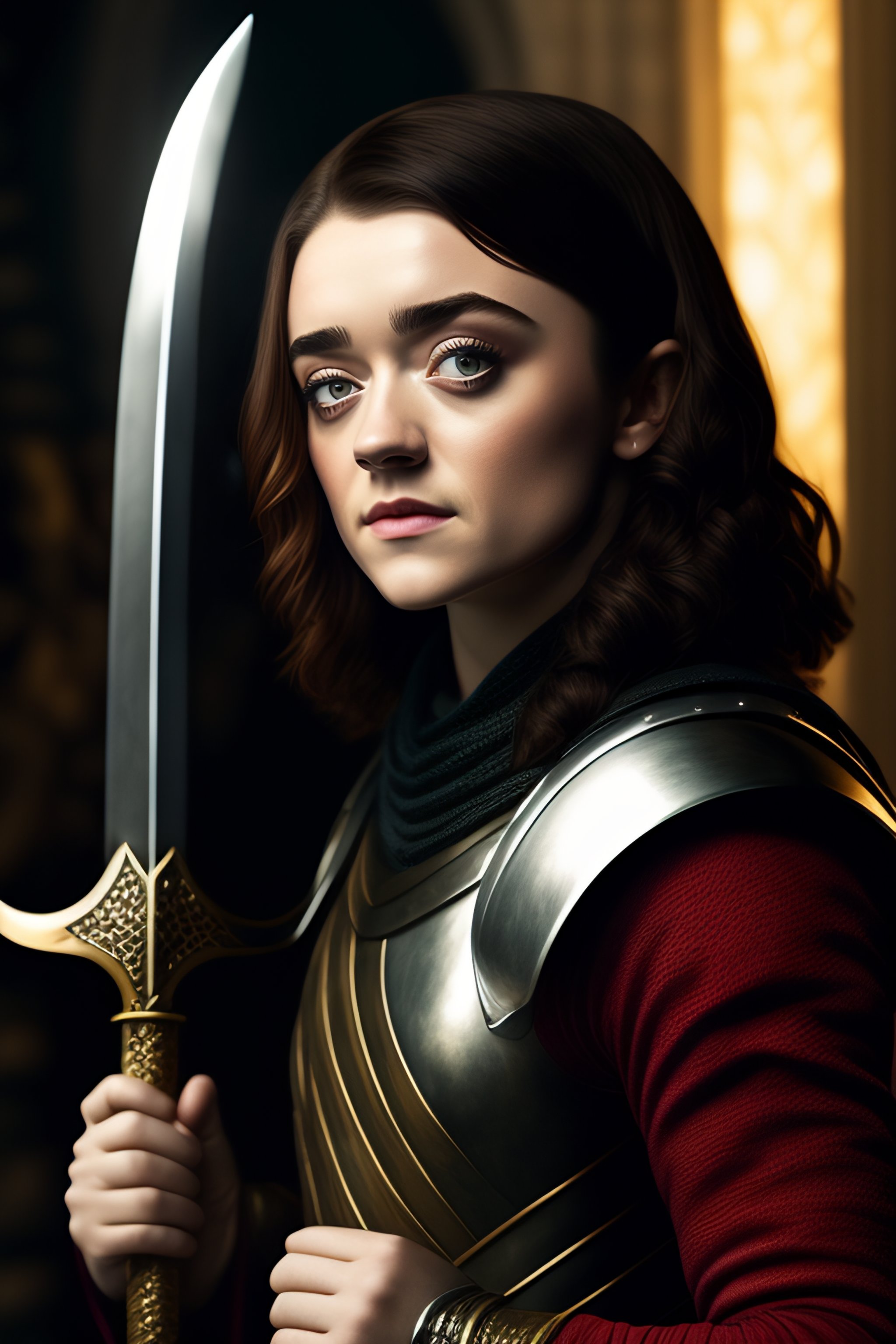 Lexica - Maisie Williams, as arya stark, holding the thundercats sword