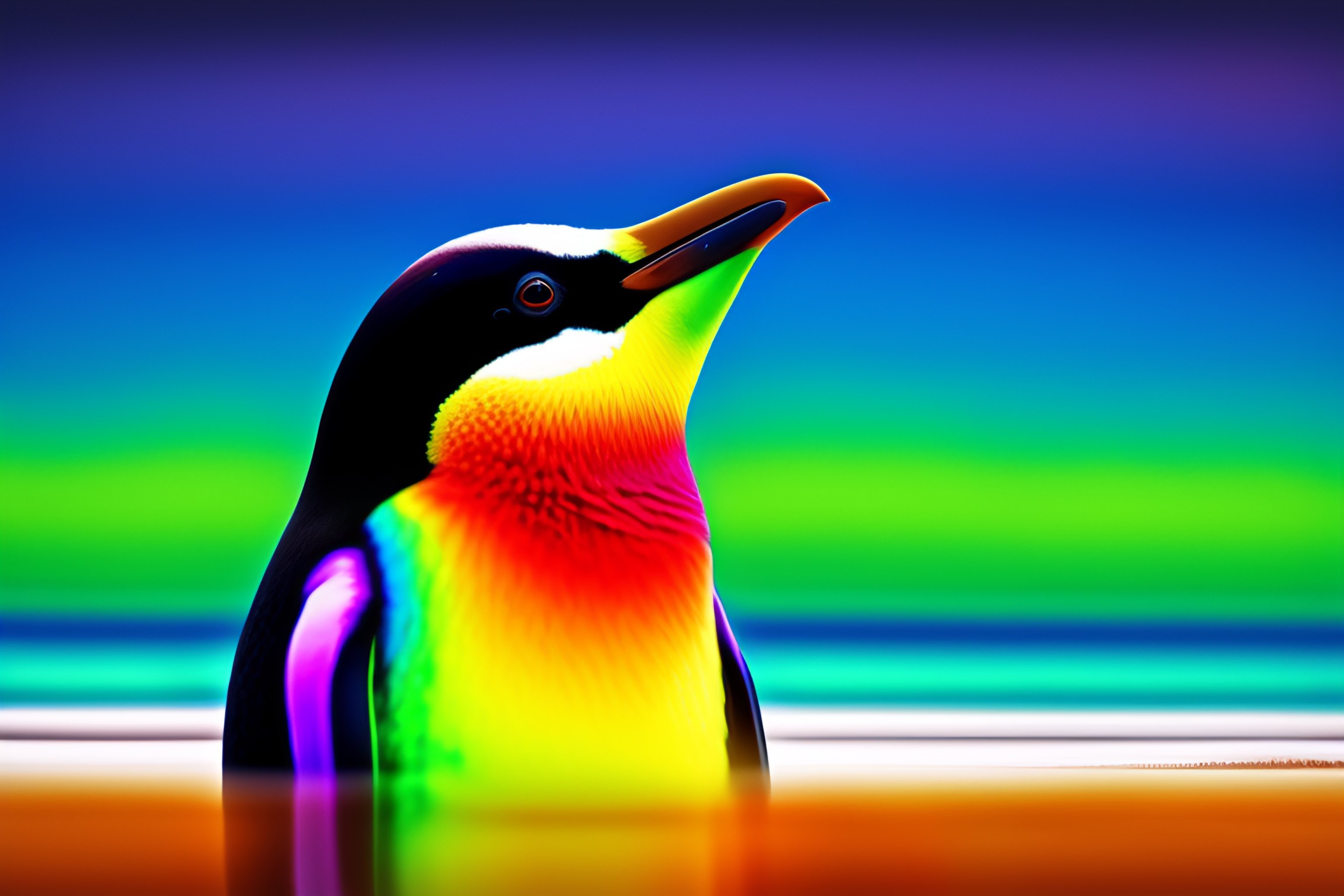 Lexica - A rainbow coloured penguin