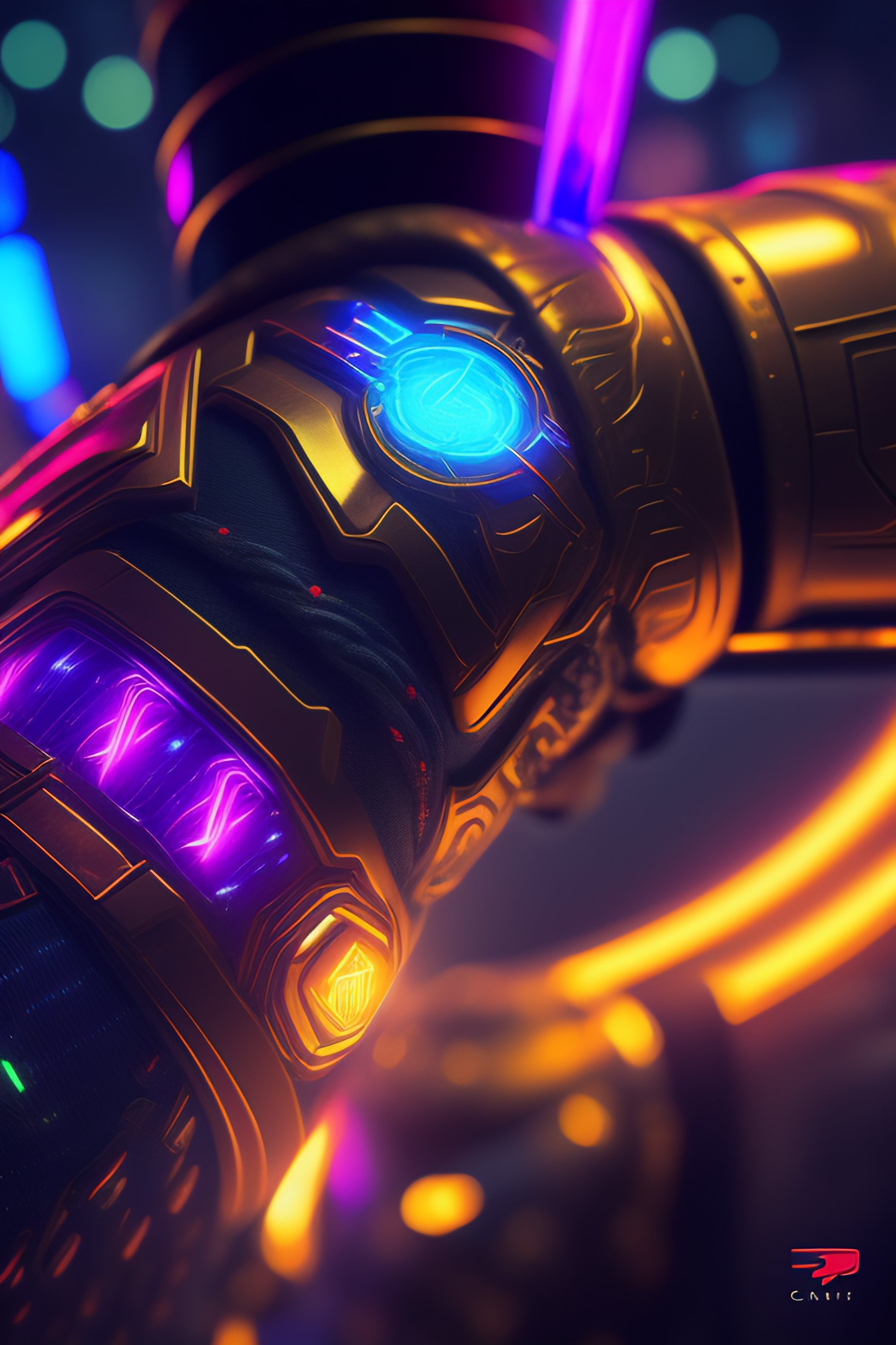 Lexica - Ultradetailed illustration of a mechanic gauntlet with a magic ...