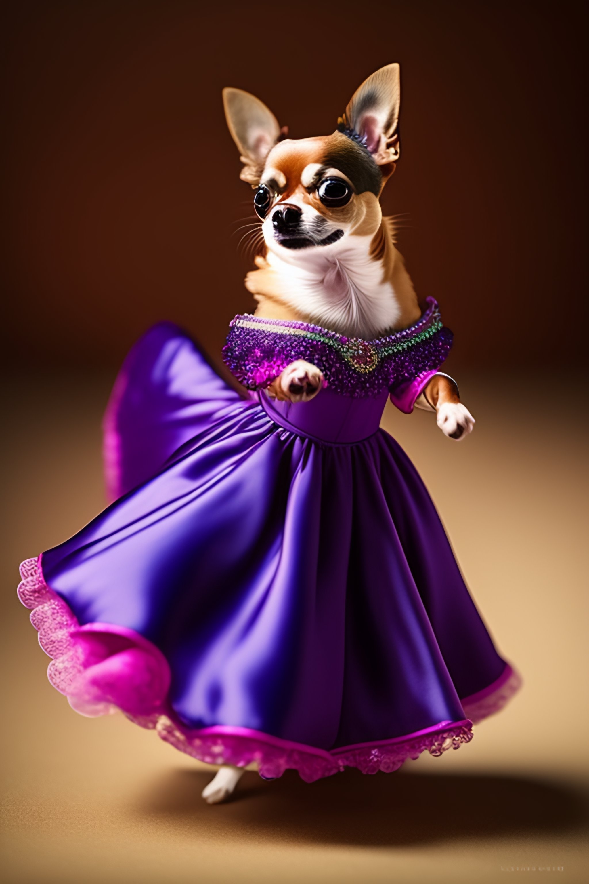 Lexica - Chihuahua hua dancing in a ball gown