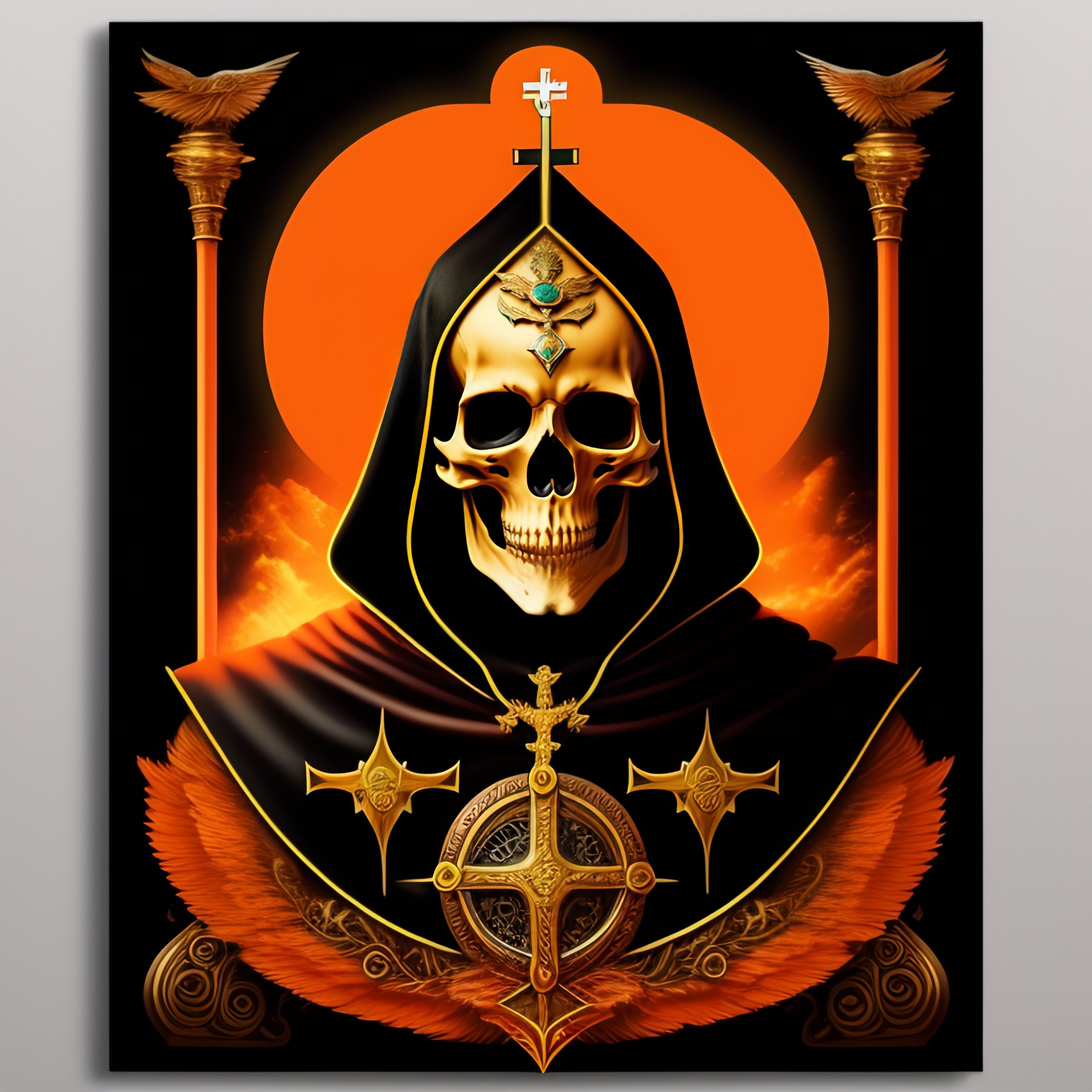 Lexica - Skeleton pope wearing pallium, liturgical vestment, driving a ...