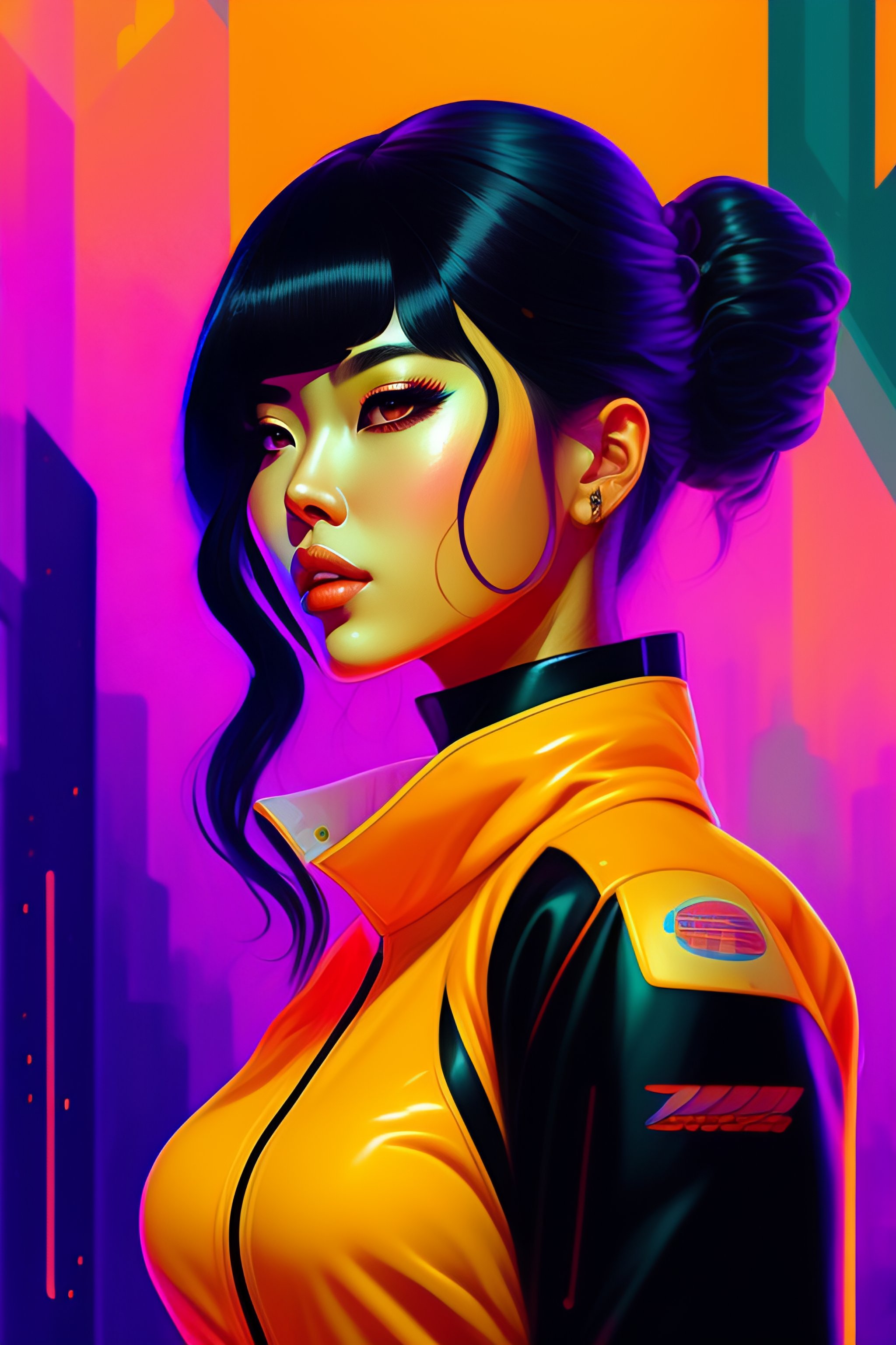 Lexica - A colorful comic noir illustration painting of a cyberpunk ...