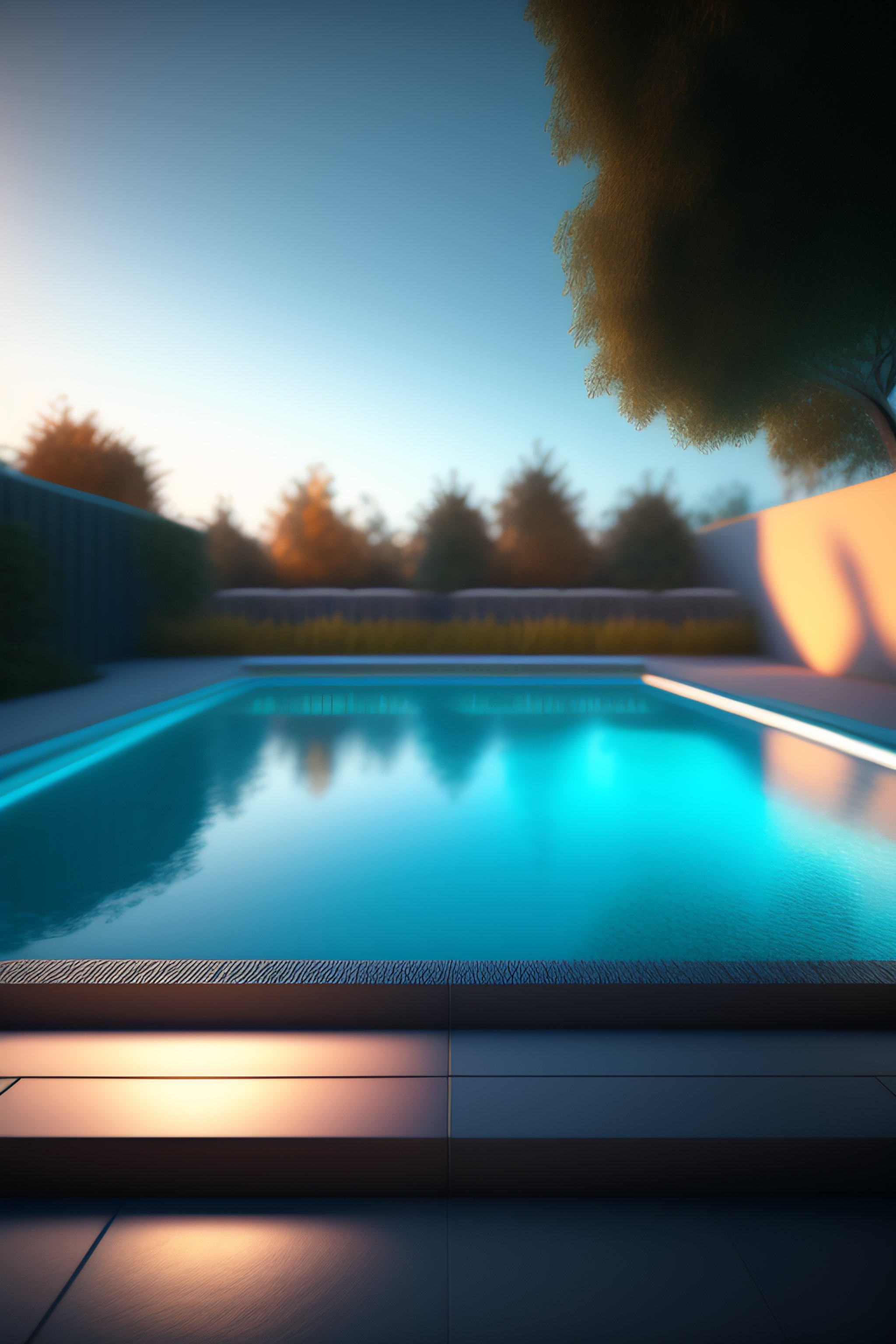 Lexica - A man and woman standing next to a swimming pool, a colorized ...