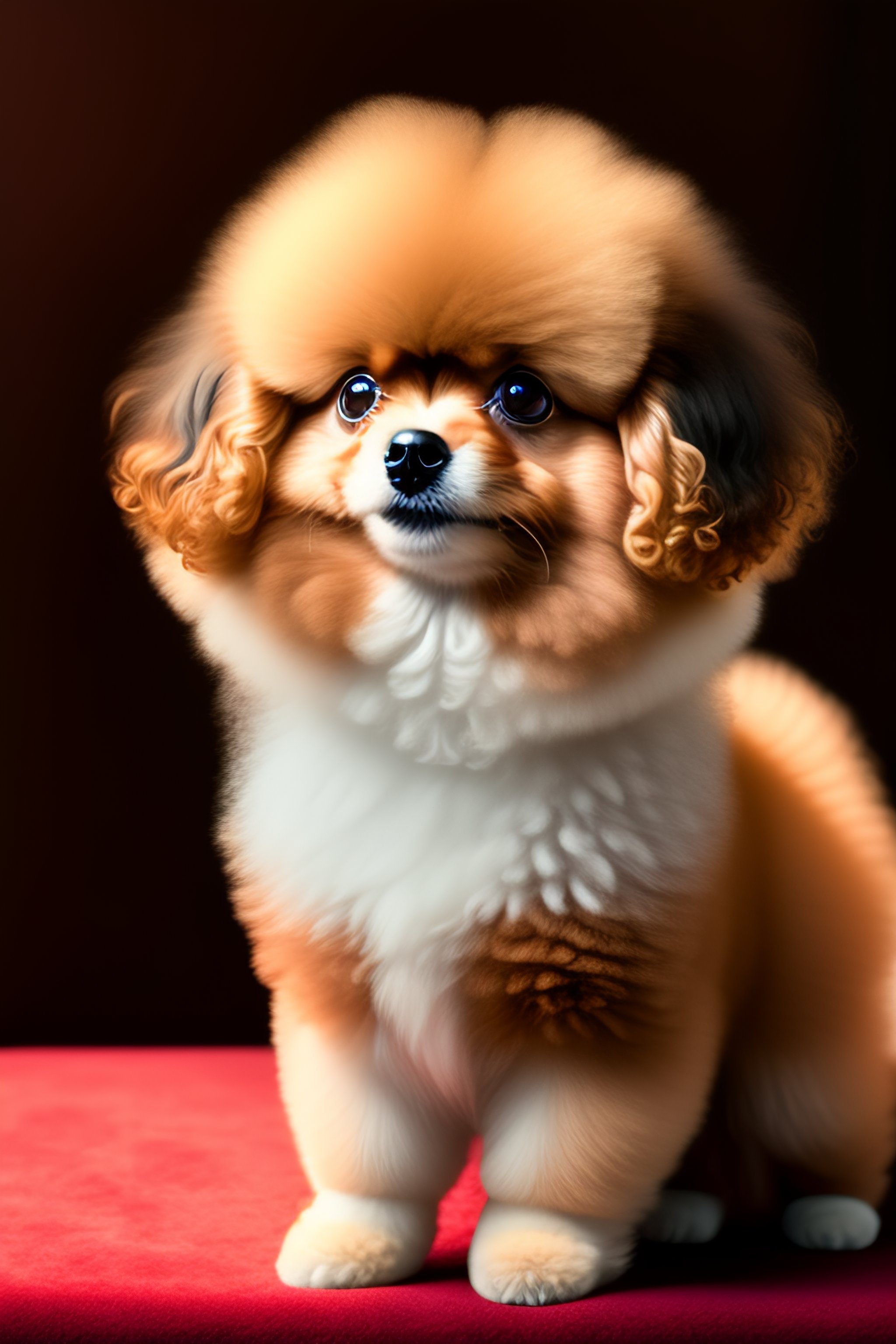 Lexica - Pomeranian poodle, brown hair, white spot on left front foot