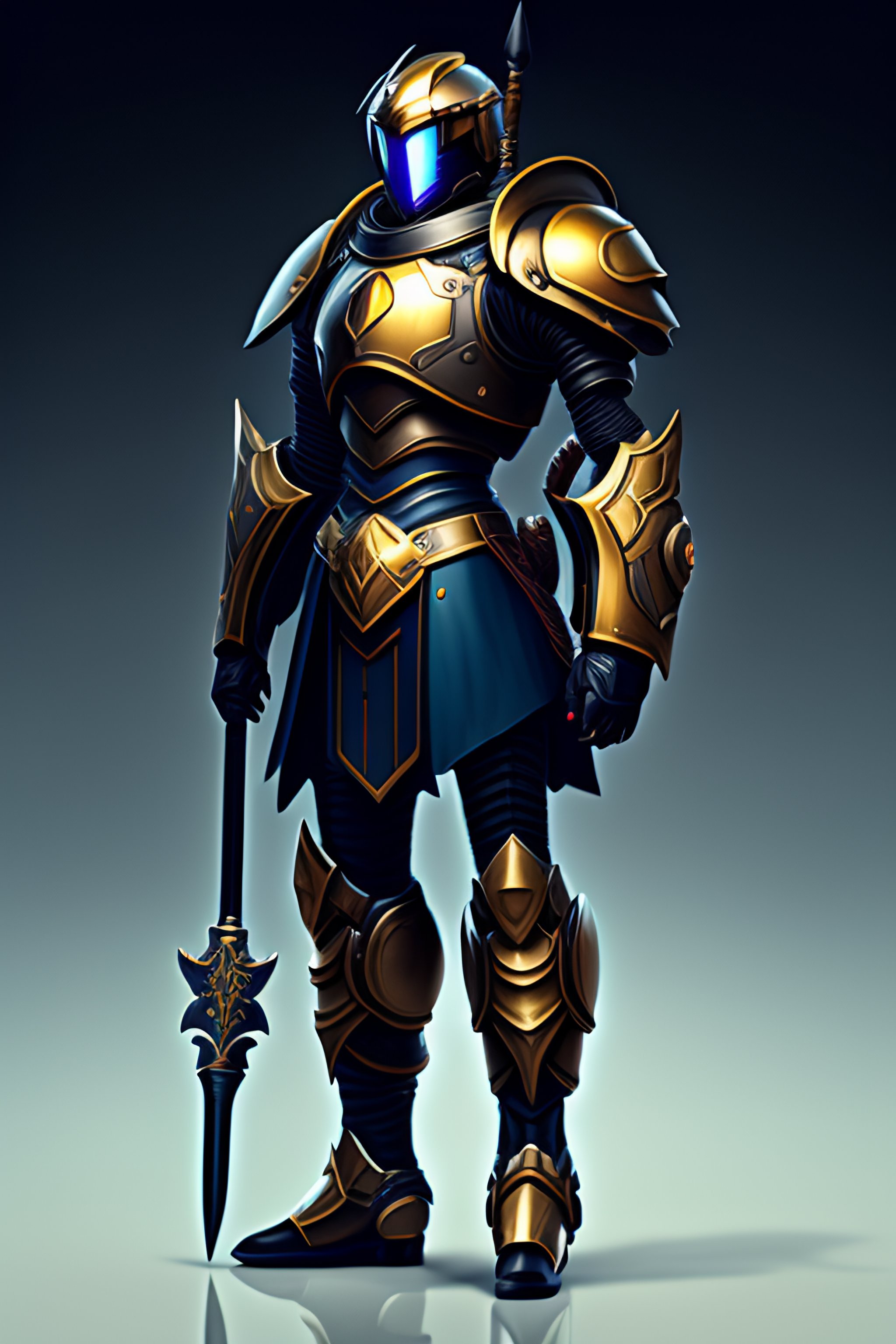 Lexica - A boy with a robotic armor and a black mace, valorant art style