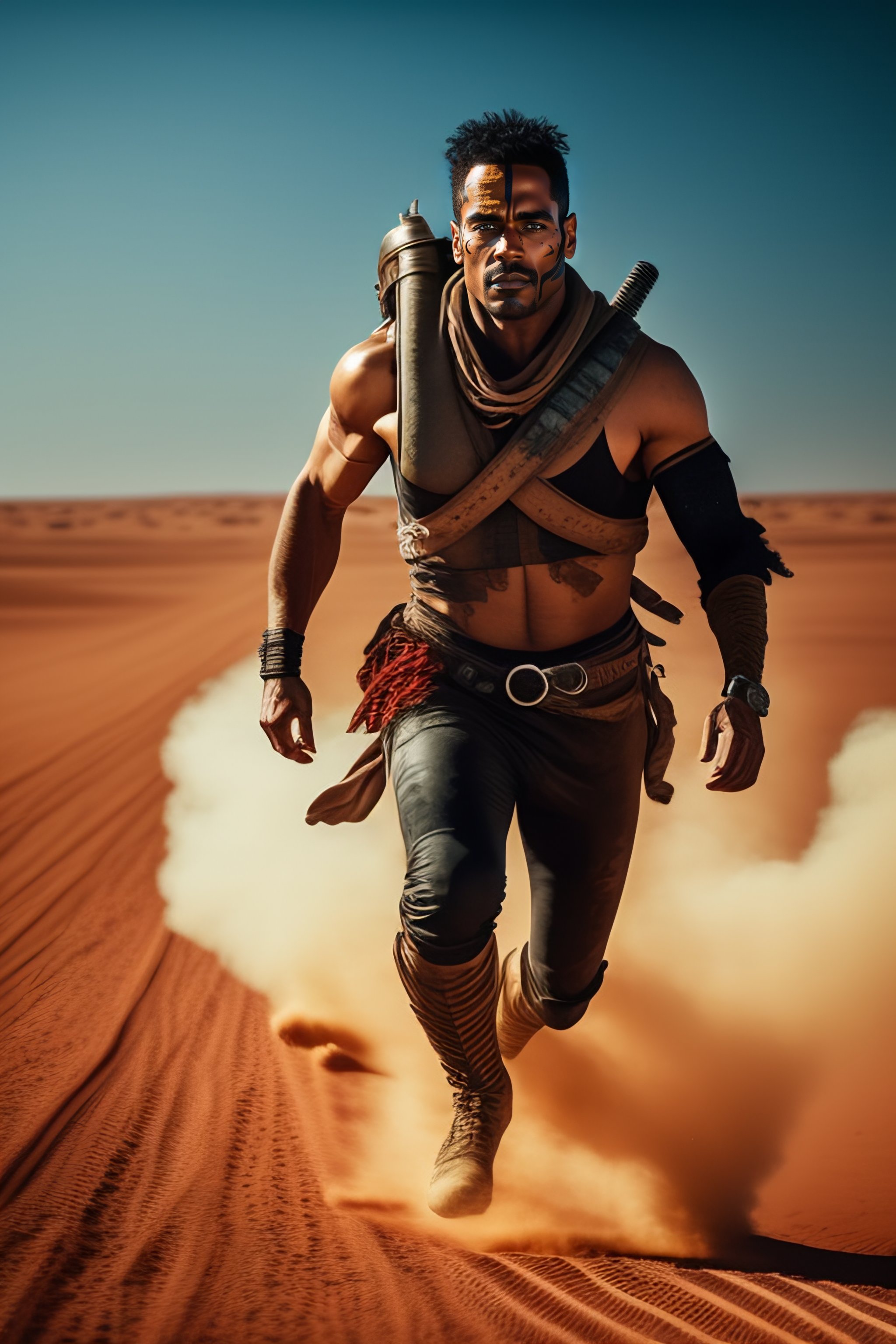 Lexica - People dressed up like mad max running after spaceships