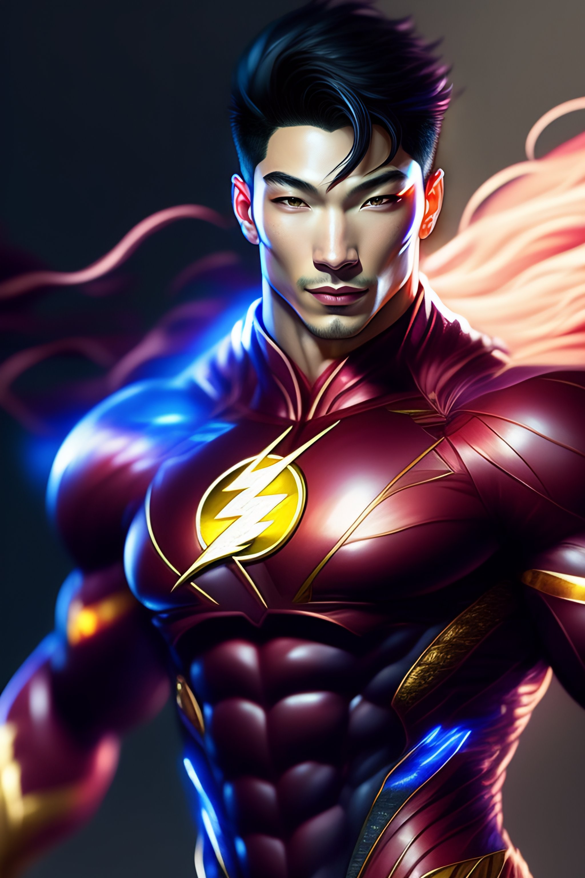 Lexica - Full body potrait of ezra miller as super muscular flash anime ...