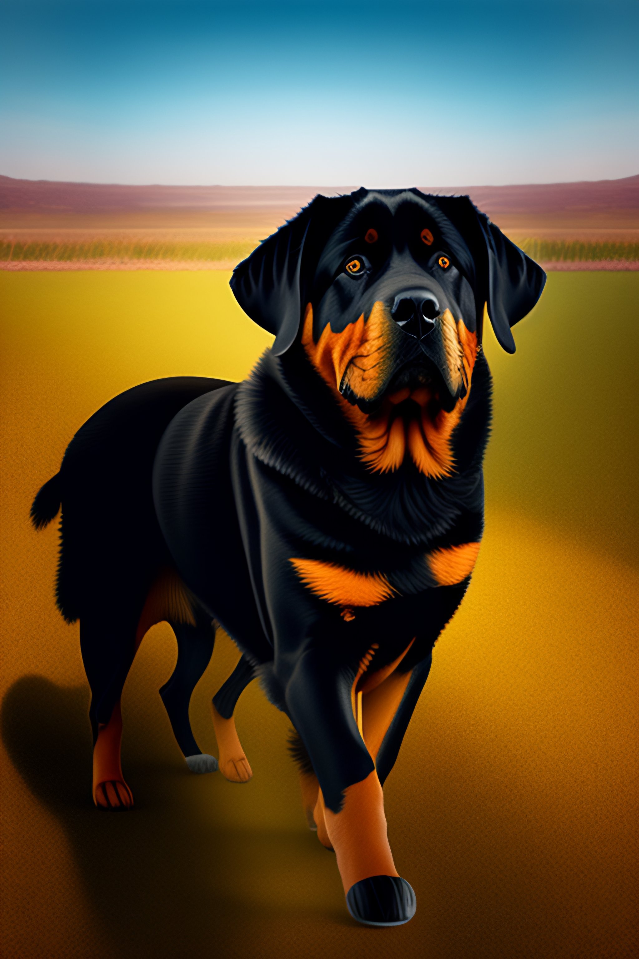 Lexica - Rottweiler dog hunting its shadow, cute