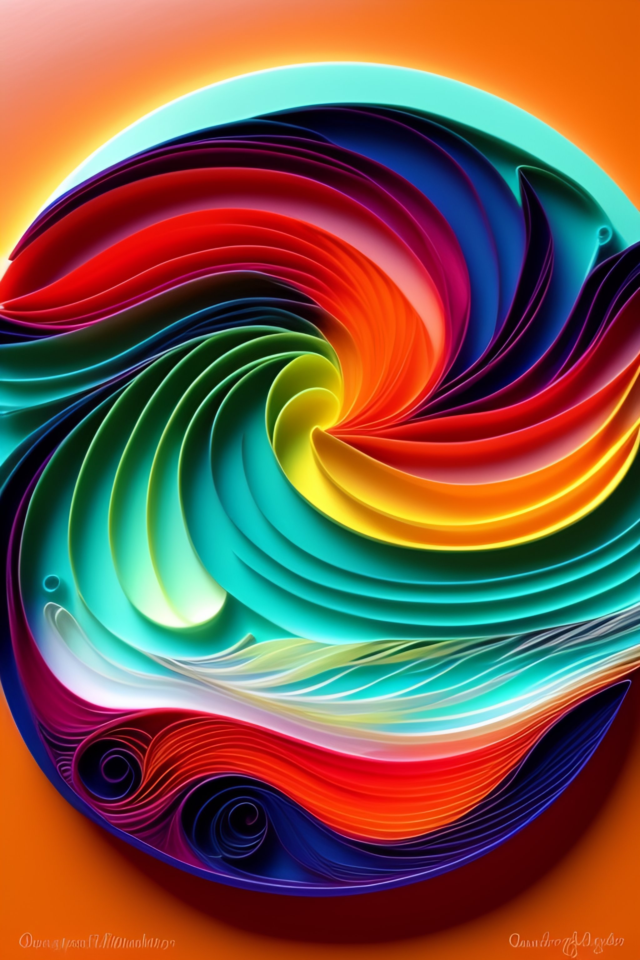 Lexica - Colorful beach day in the style of quilling, orange and teal ...