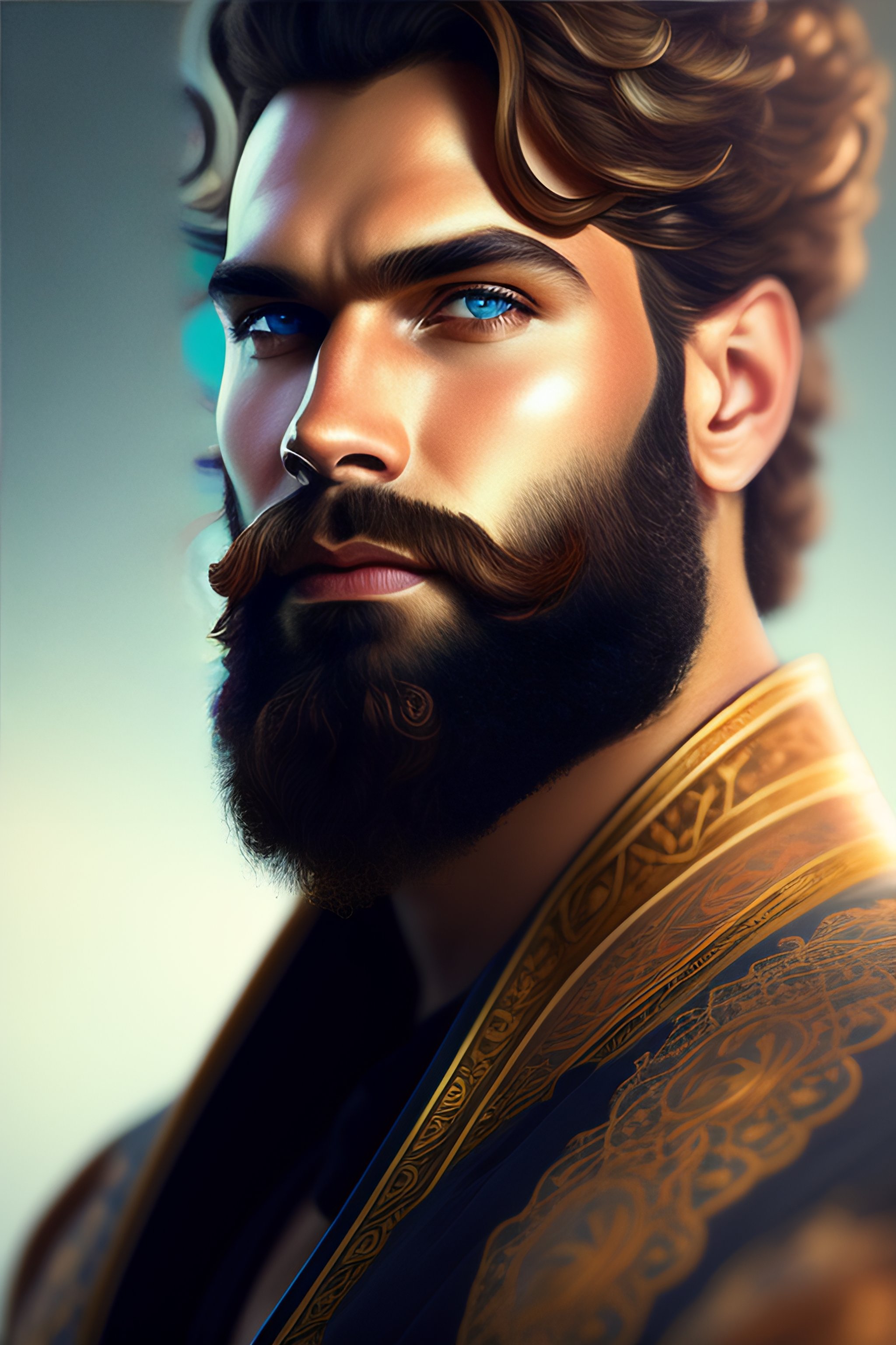 Lexica - Highly Realistic portrait of a natural bearded man, shaped ...