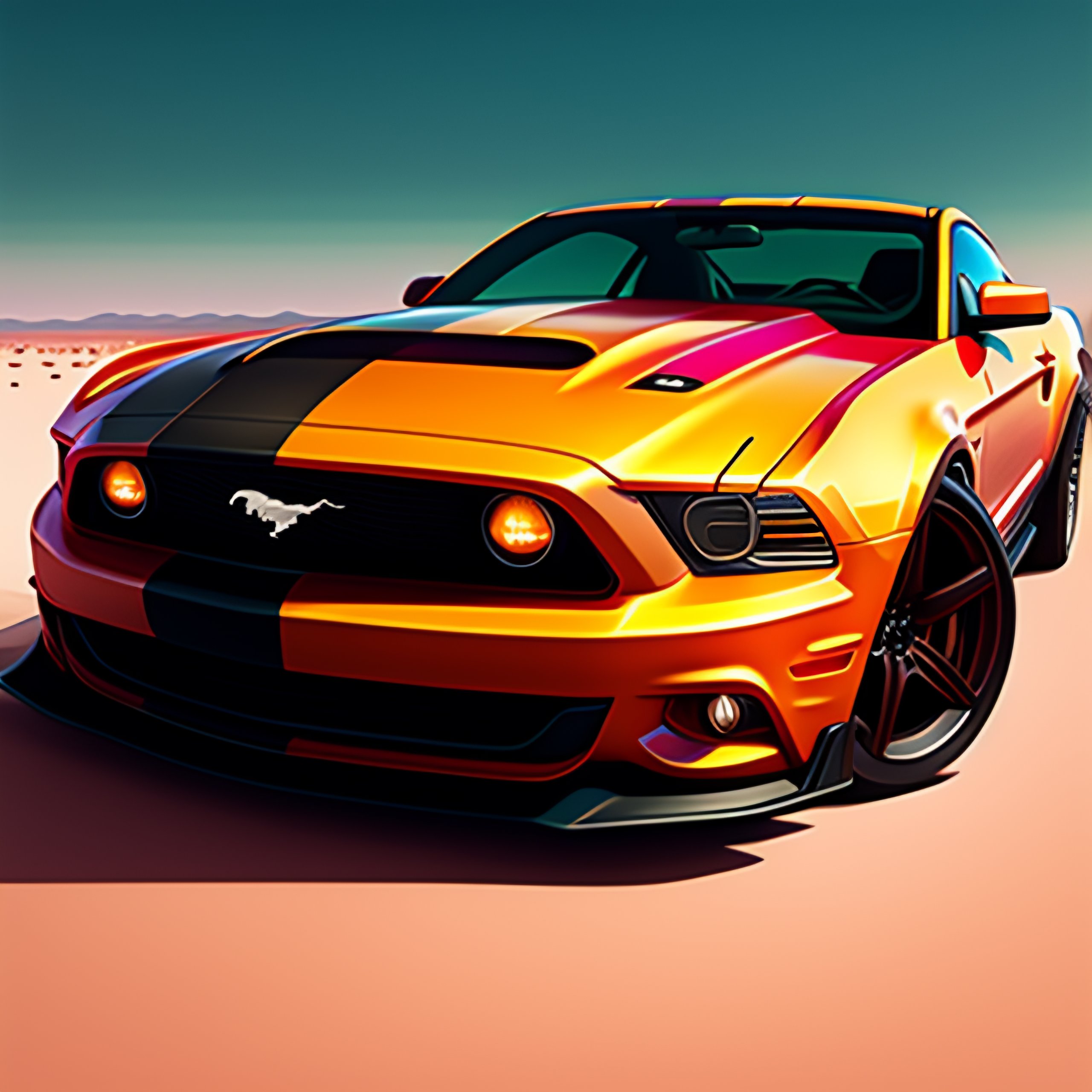 Lexica - Highly detailed portrait of a Ford Mustang GT, front view ...