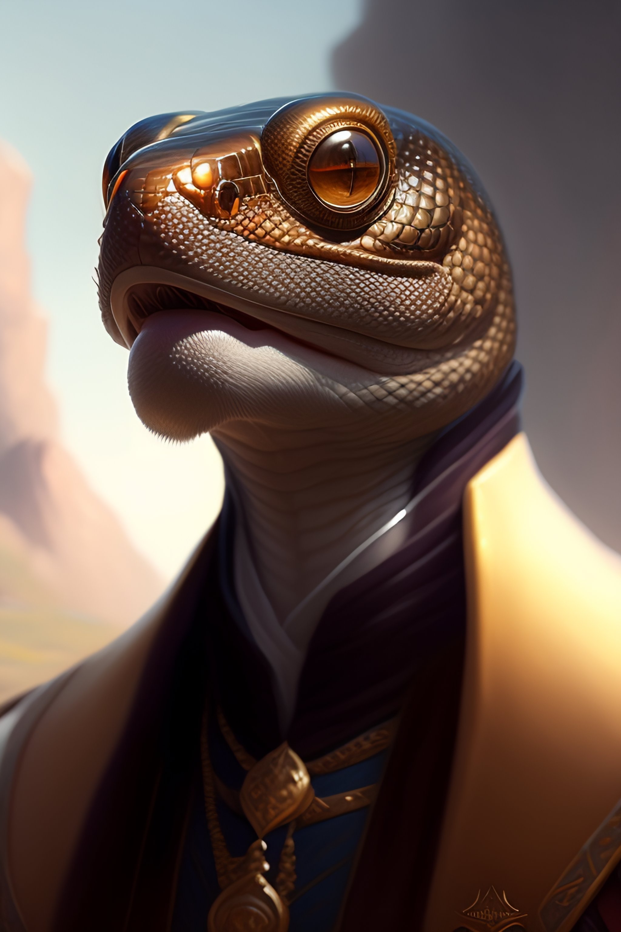 Lexica - A detailed portrait of snake boa illustrator, by justin gerard ...