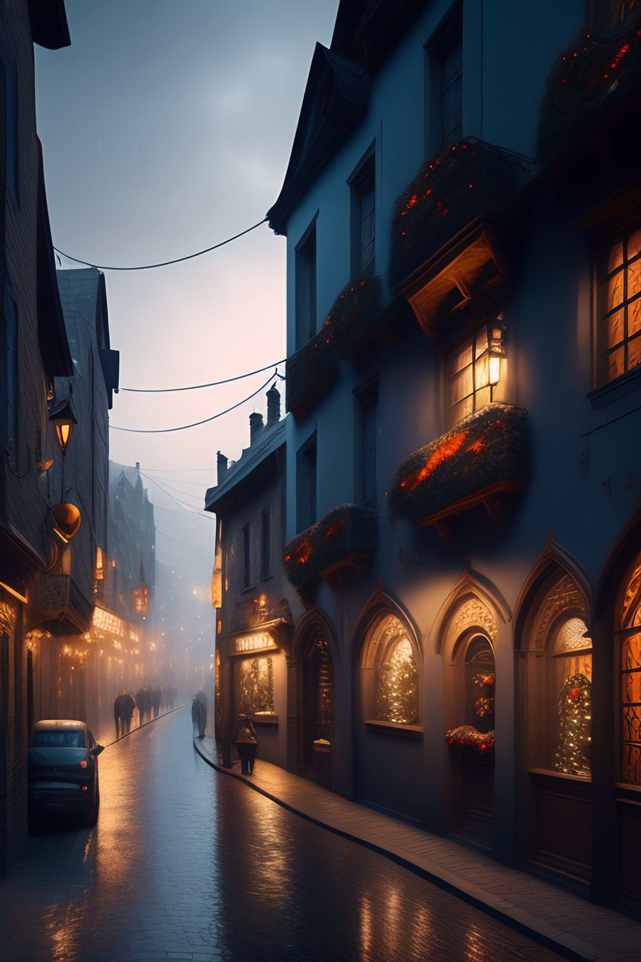 Lexica - An ultra detailed matte painting of thetown of galic, dark ...