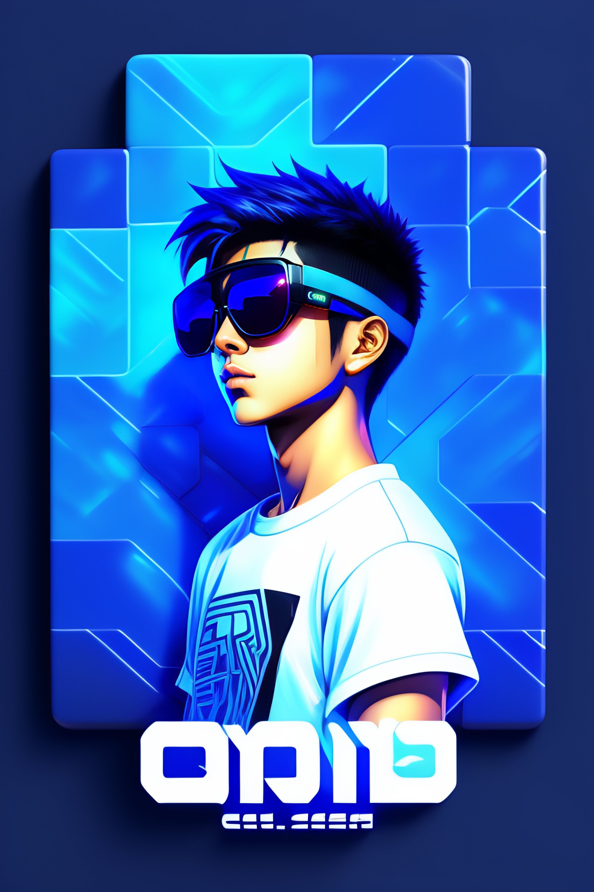 Lexica - Logo, cyber punk gamer boy ceramic tile, art cartoon style ...