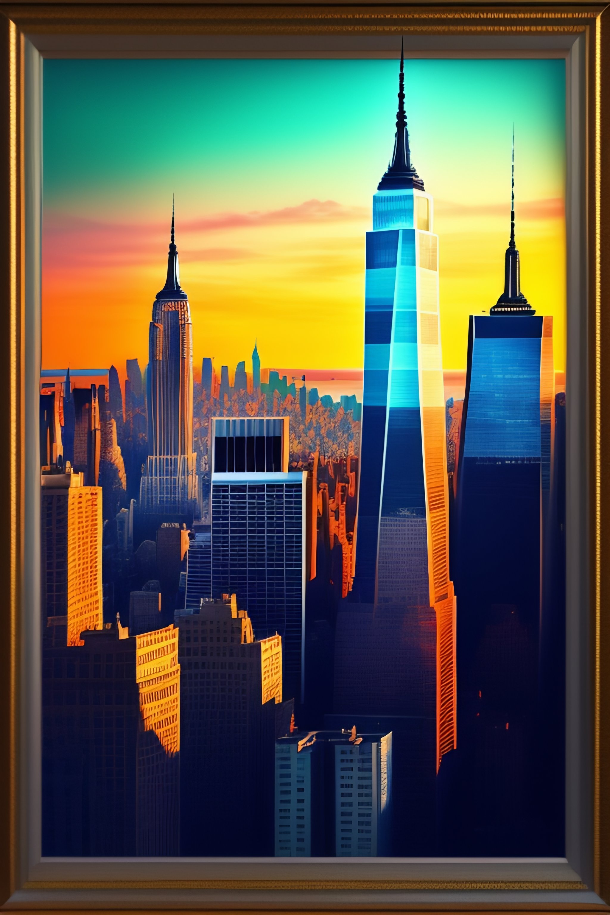 Lexica - New york city skyline, multicolored, dreamlike, vintage