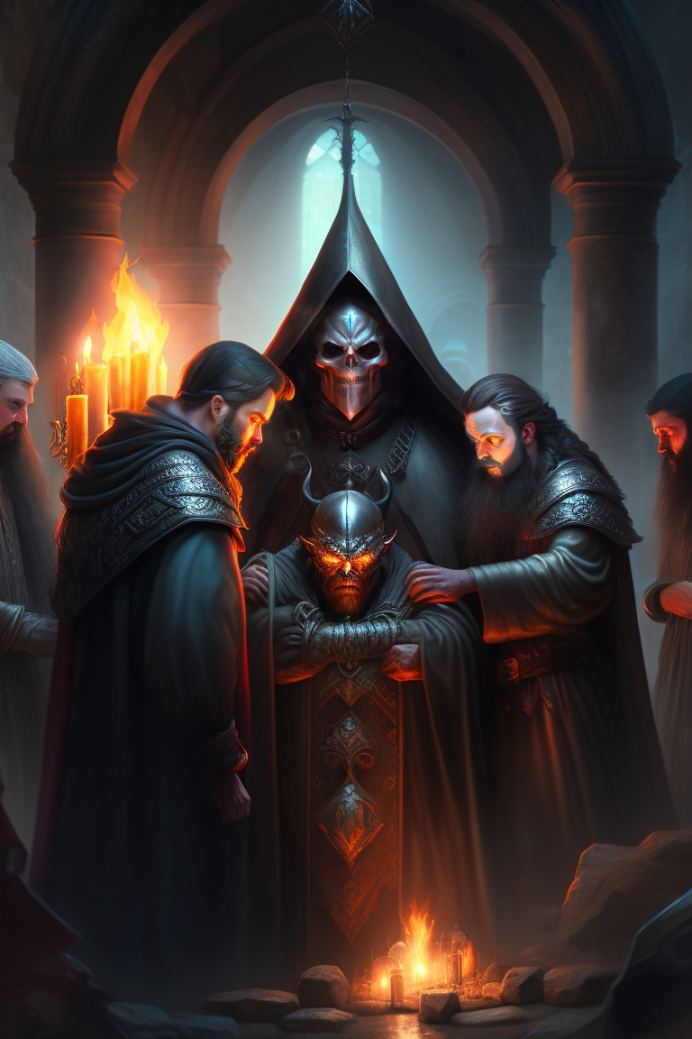 Lexica - A mob of Death cultists with a gray and dirty cloak worshiping ...