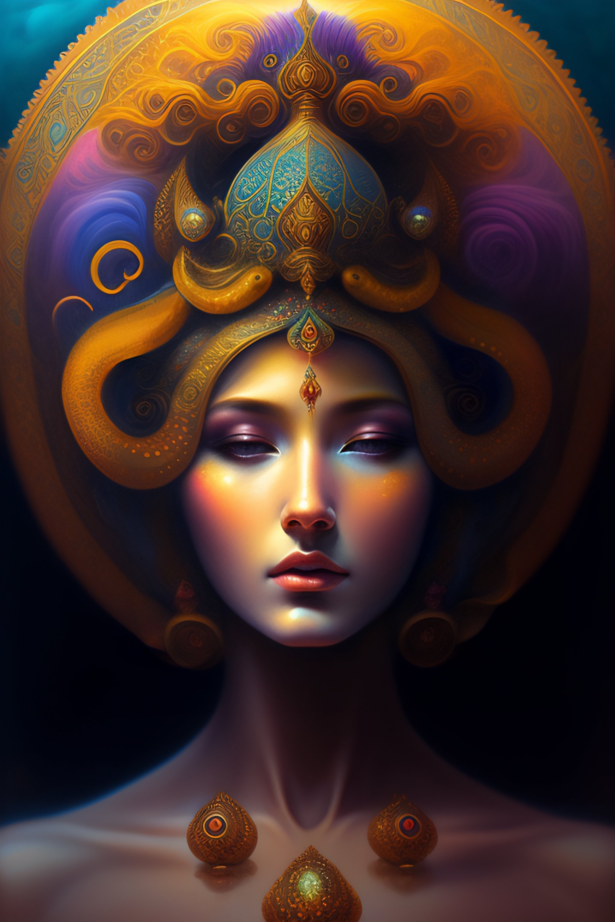 Lexica - Portrait of the beautiful young goddess of octopuses, unusual ...