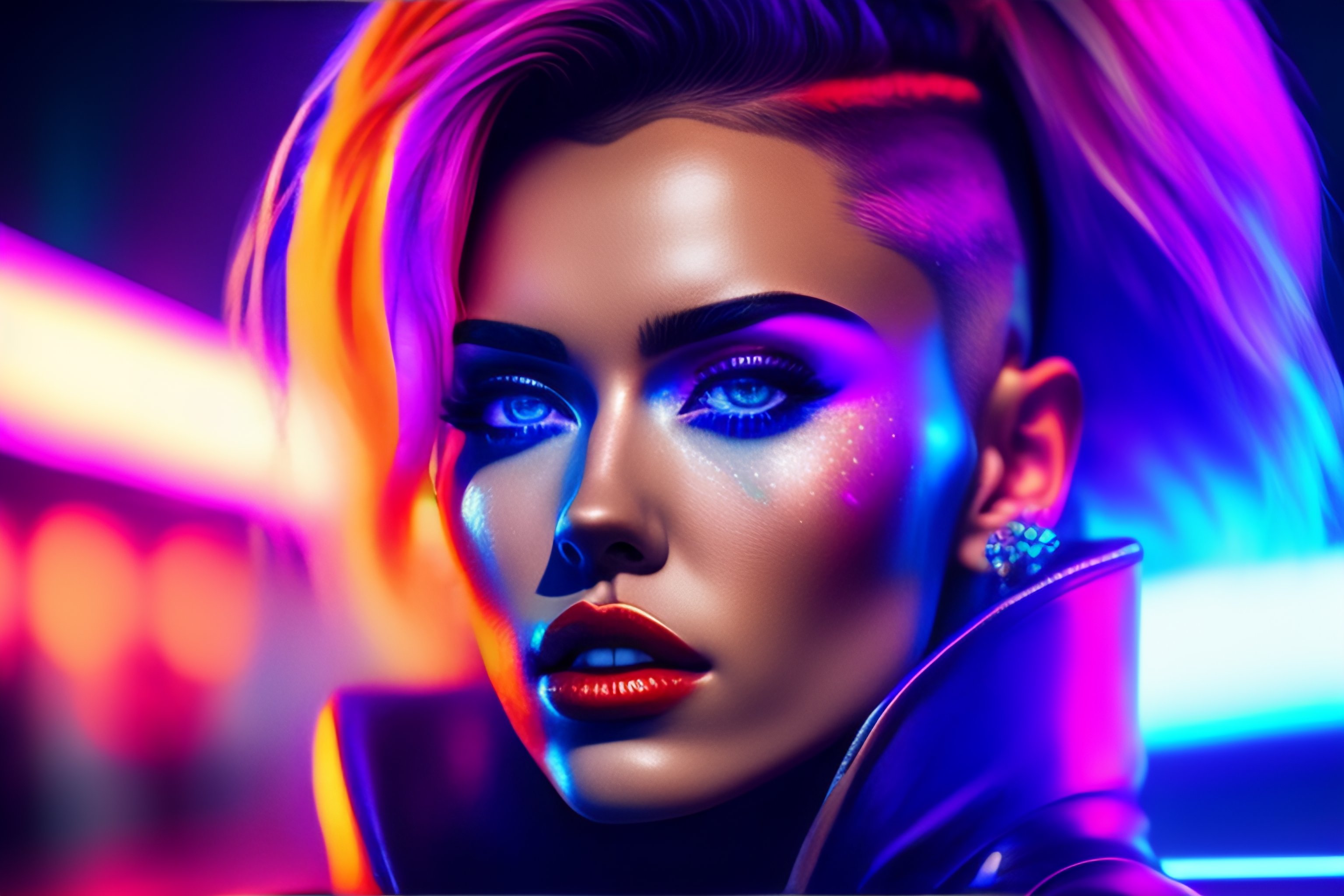 Lexica - Cyberpunk Miley Cyrus, dynamic pose, futuristic, neon ...