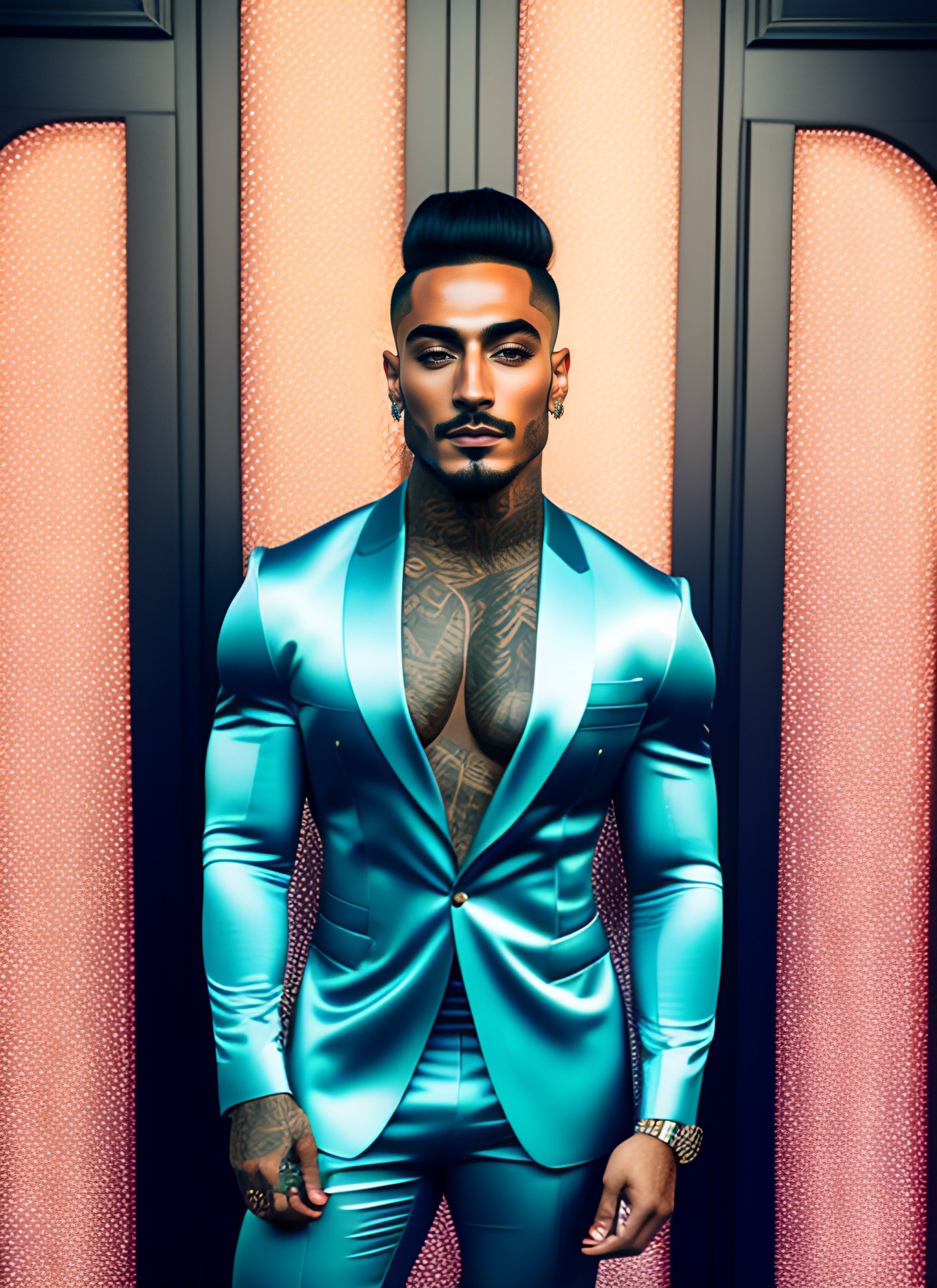 Lexica - Fit Maluma wearing a tight long Cinderella dress