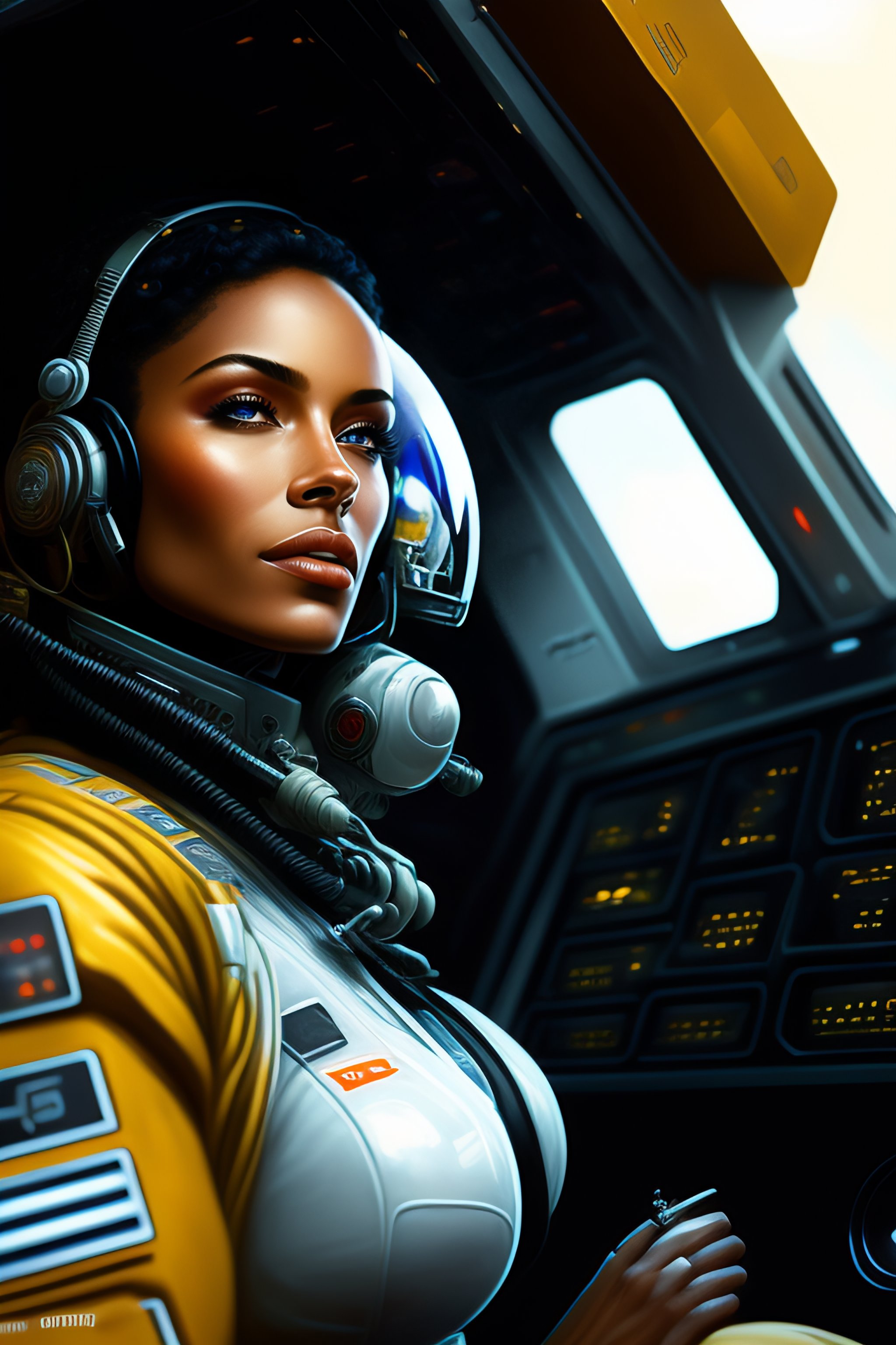 Lexica - Cyborg pilot wired to commands, interior cockpit ...