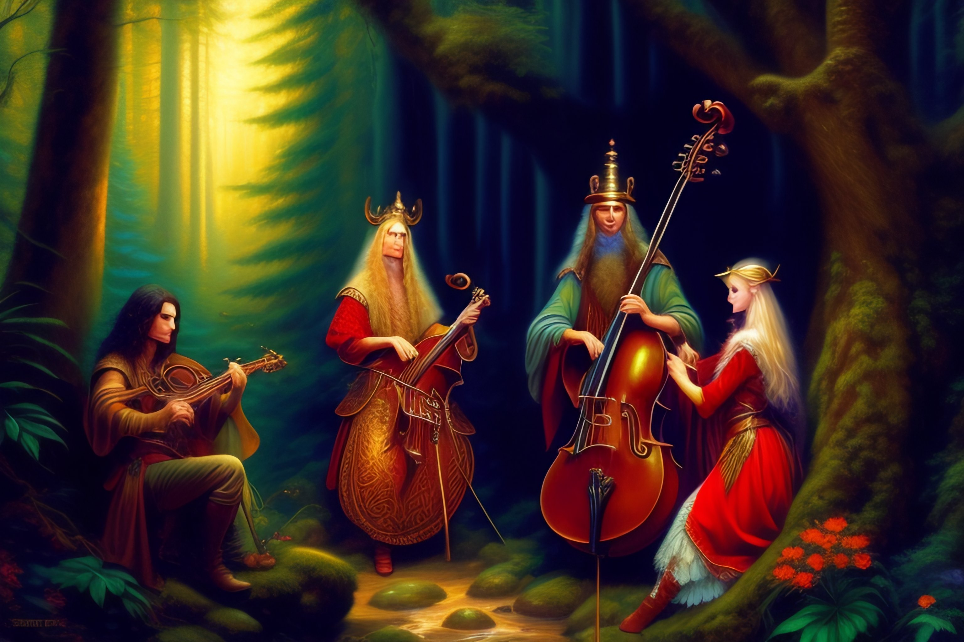 Lexica - High detailed d&d characters of a beautiful musician elves ...