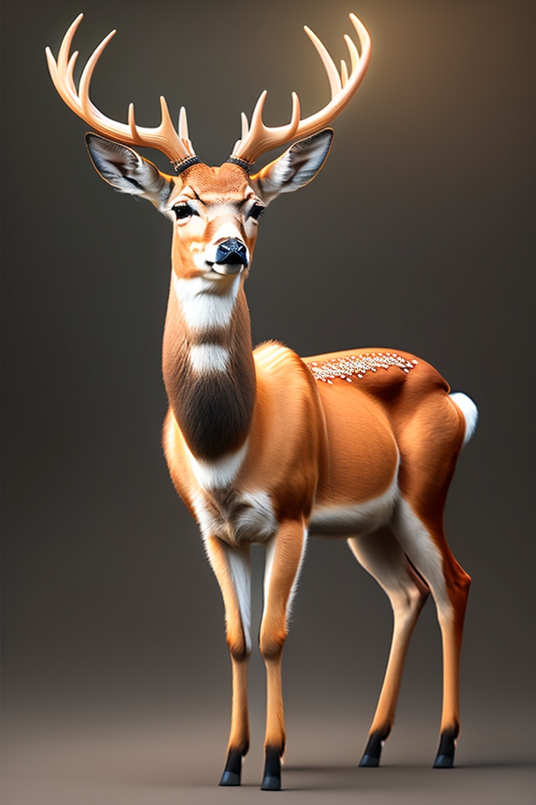 Lexica - Full body busk deer iamge deer glowing antlers no backgorund ...