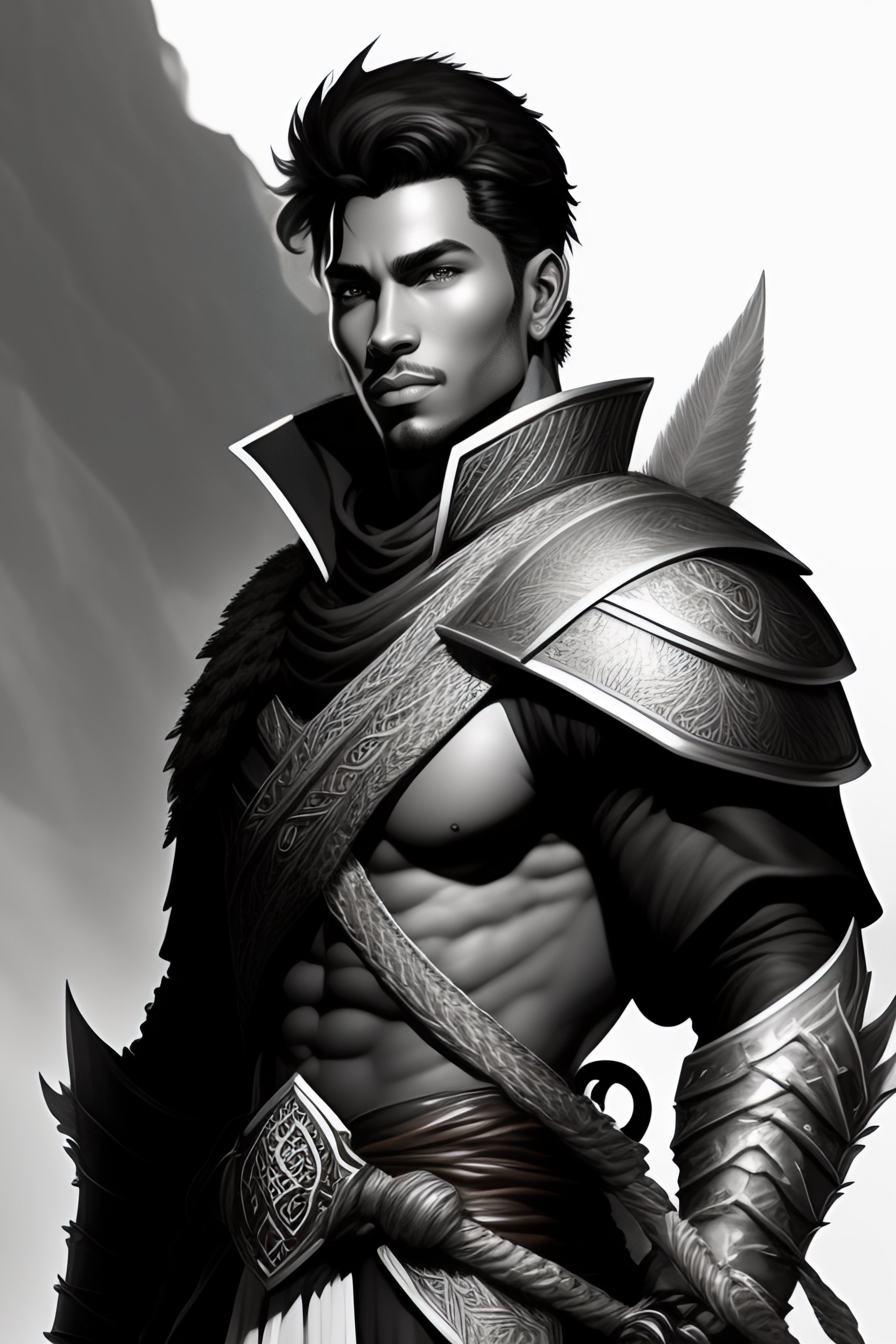Lexica - Black and white Sketch D&D Male Ranger
