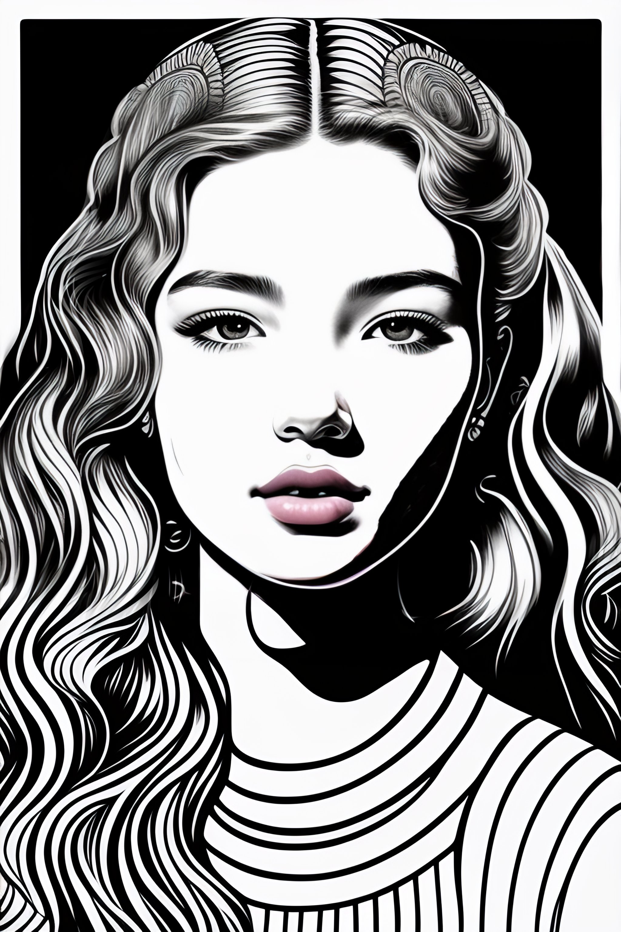 Lexica - Coloring book, girl, black and white, lineart